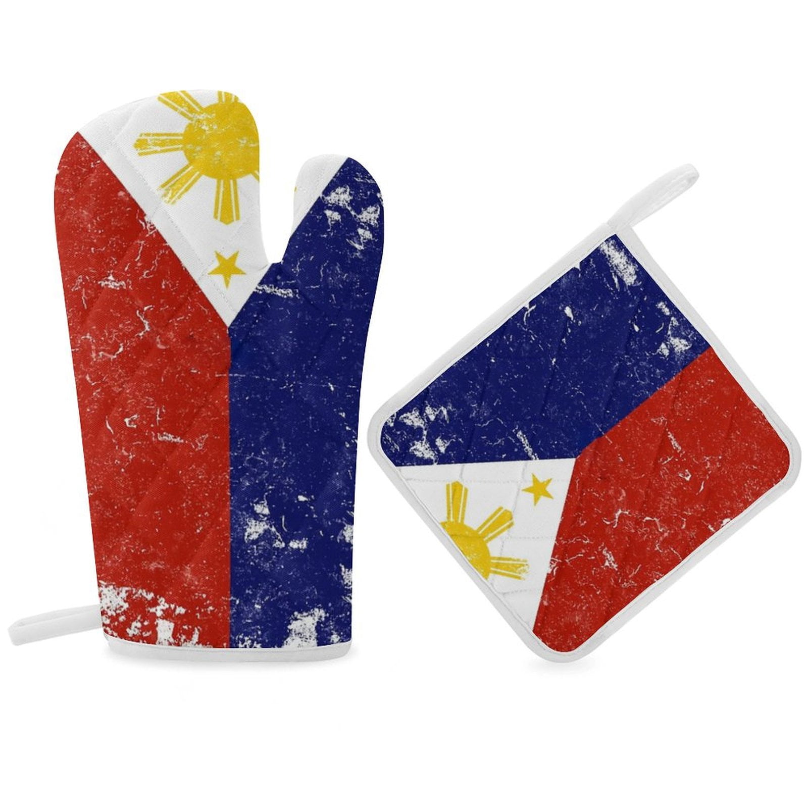 Filipino Vintage Distressed Philippines Flag Oven Gloves And Pots Stand ...