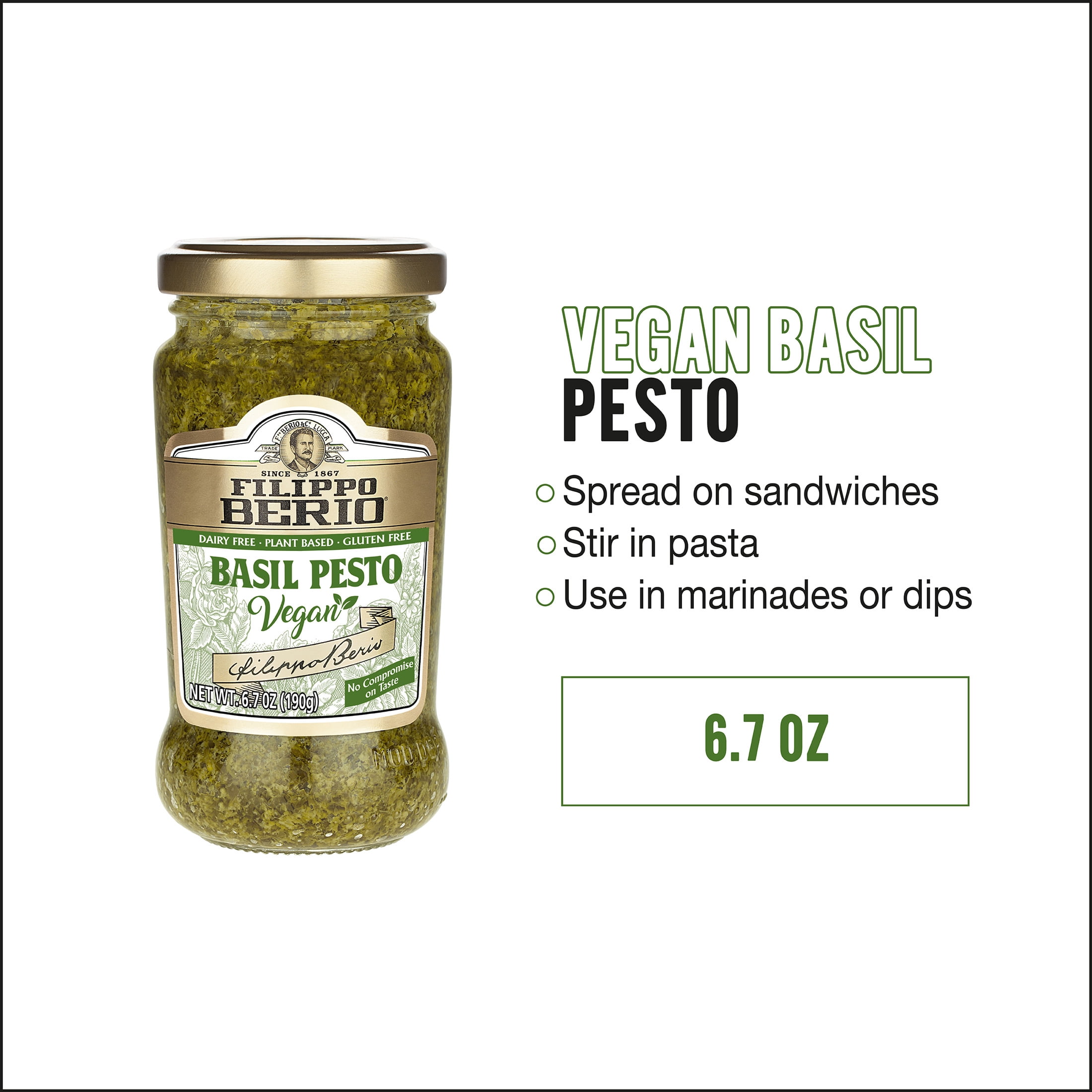 Filippo Berio Vegan Basil Pesto 6.7 oz - Walmart.com