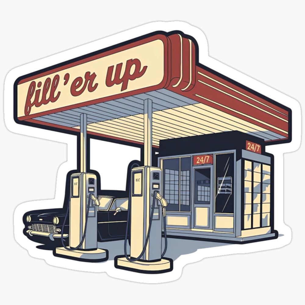 Fill 'Er Up Retro 1960S Gas Station Design Stickerphone Decal Water ...
