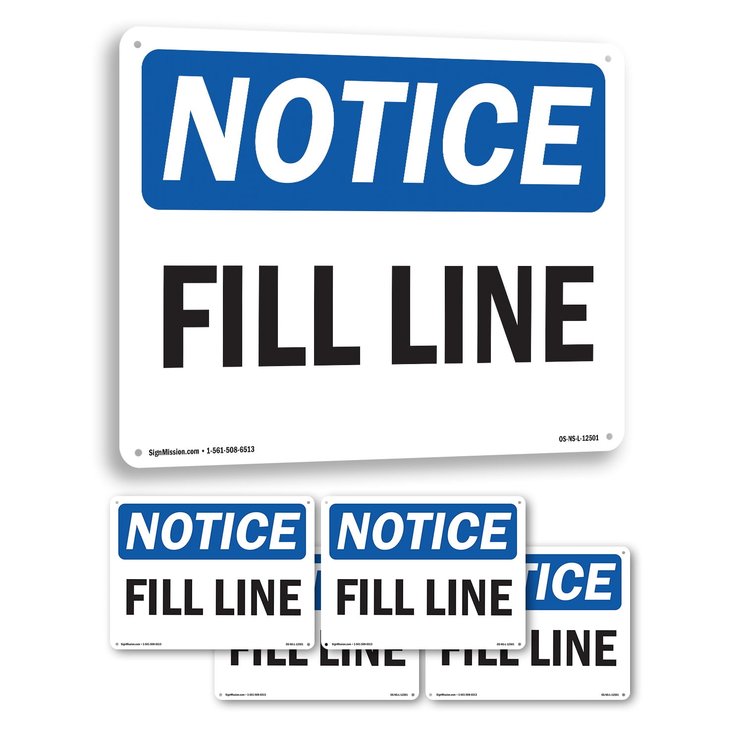 Fill Line OSHA Notice Aluminum Sign 24 Inch x 18 Inch - 5 Pack ...