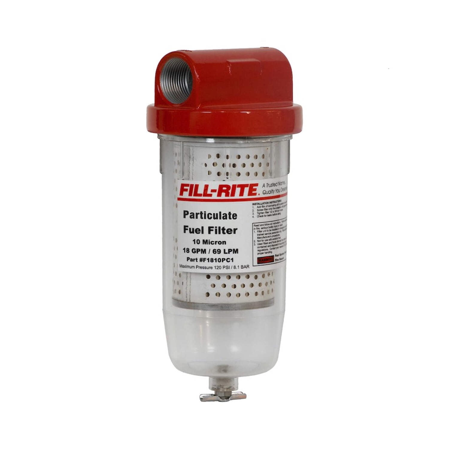 Fill-Rite Clear Bowl Fuel Filter 10 Micron, 25 GPM, Diesel Compatible ...
