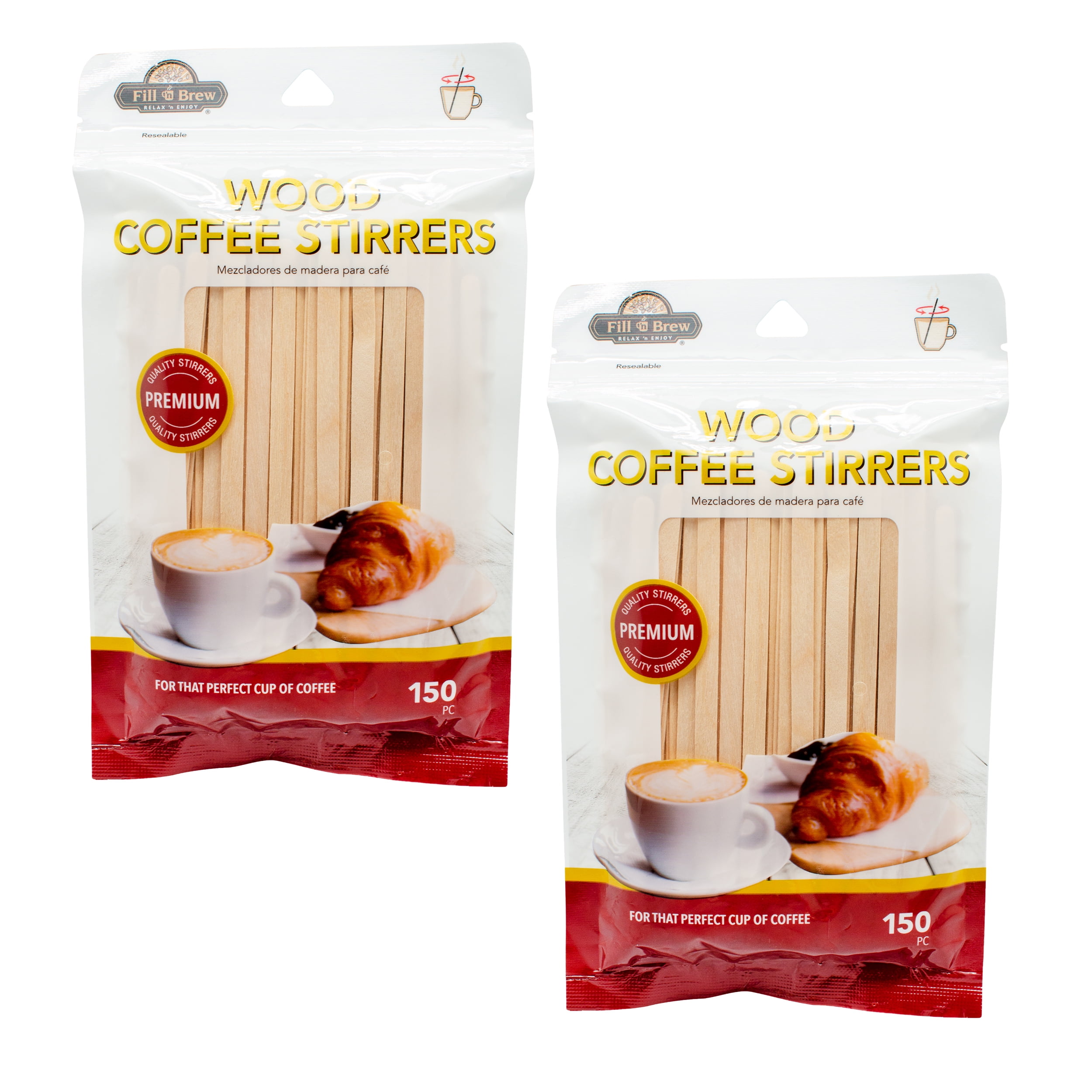 Fill 'n Brew Wooden Coffee Stirrers, 150 Count, Disposable, Food Safe ...