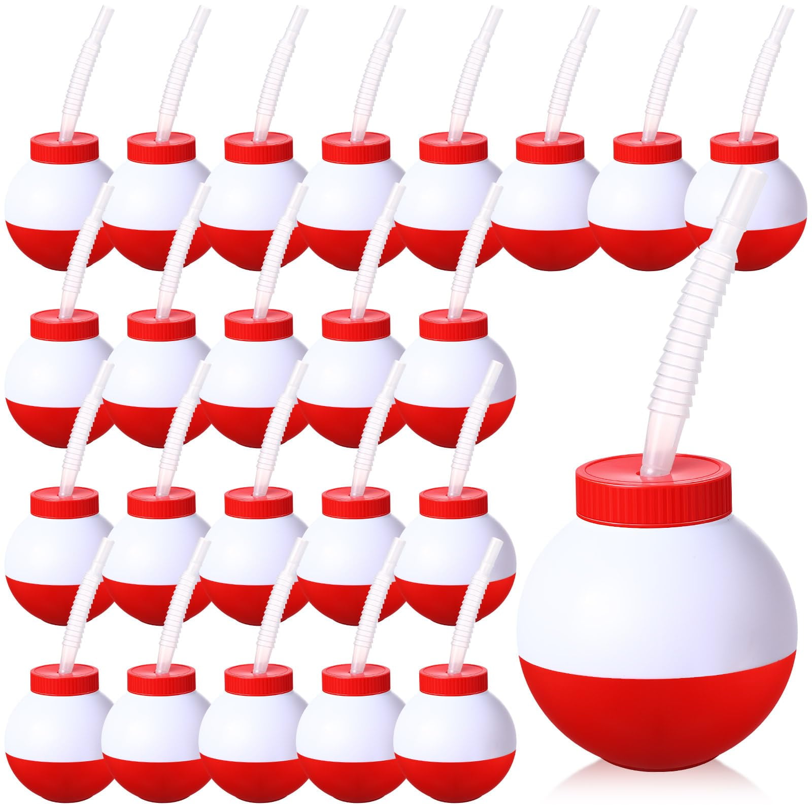 FillTouch 24 Set Fishing Bobbers Cups with Straws and Lids 10 oz Fun ...