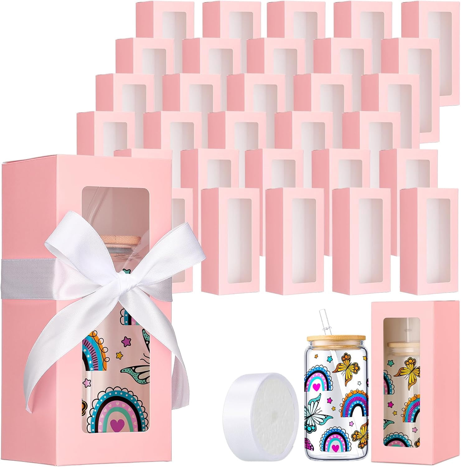 FillTouch 60 Pcs Gift Boxes with Ribbon for Sublimation Glass ...