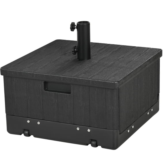 Fillable 175 lbs. Black Square PE Metal 3-in-1 Patio Umbrella Base with ...