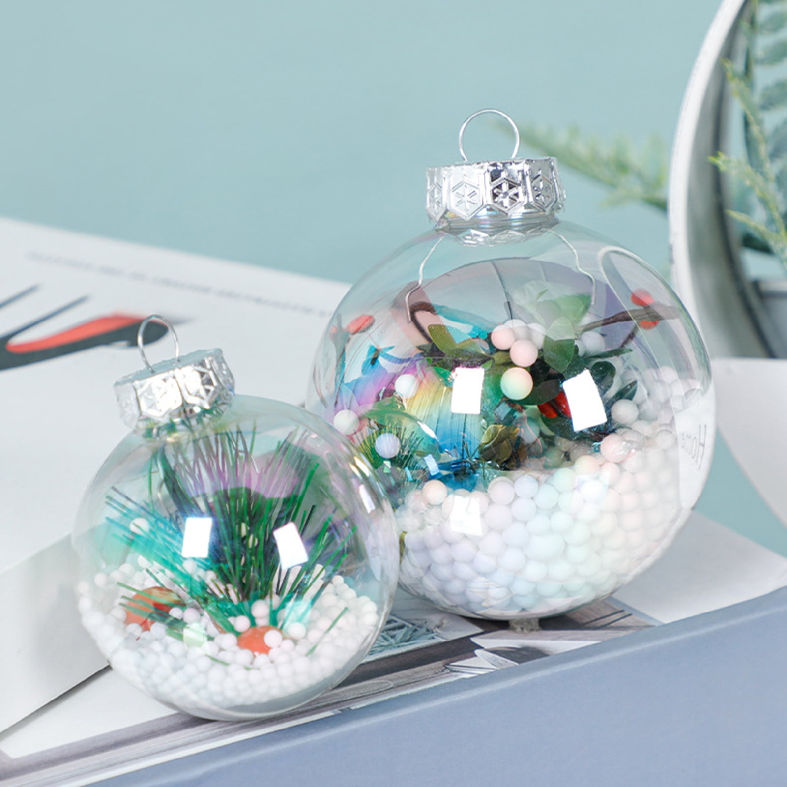 Fillable Christmas Ball Pendant Shatterproof Transparent DIY Christmas ...
