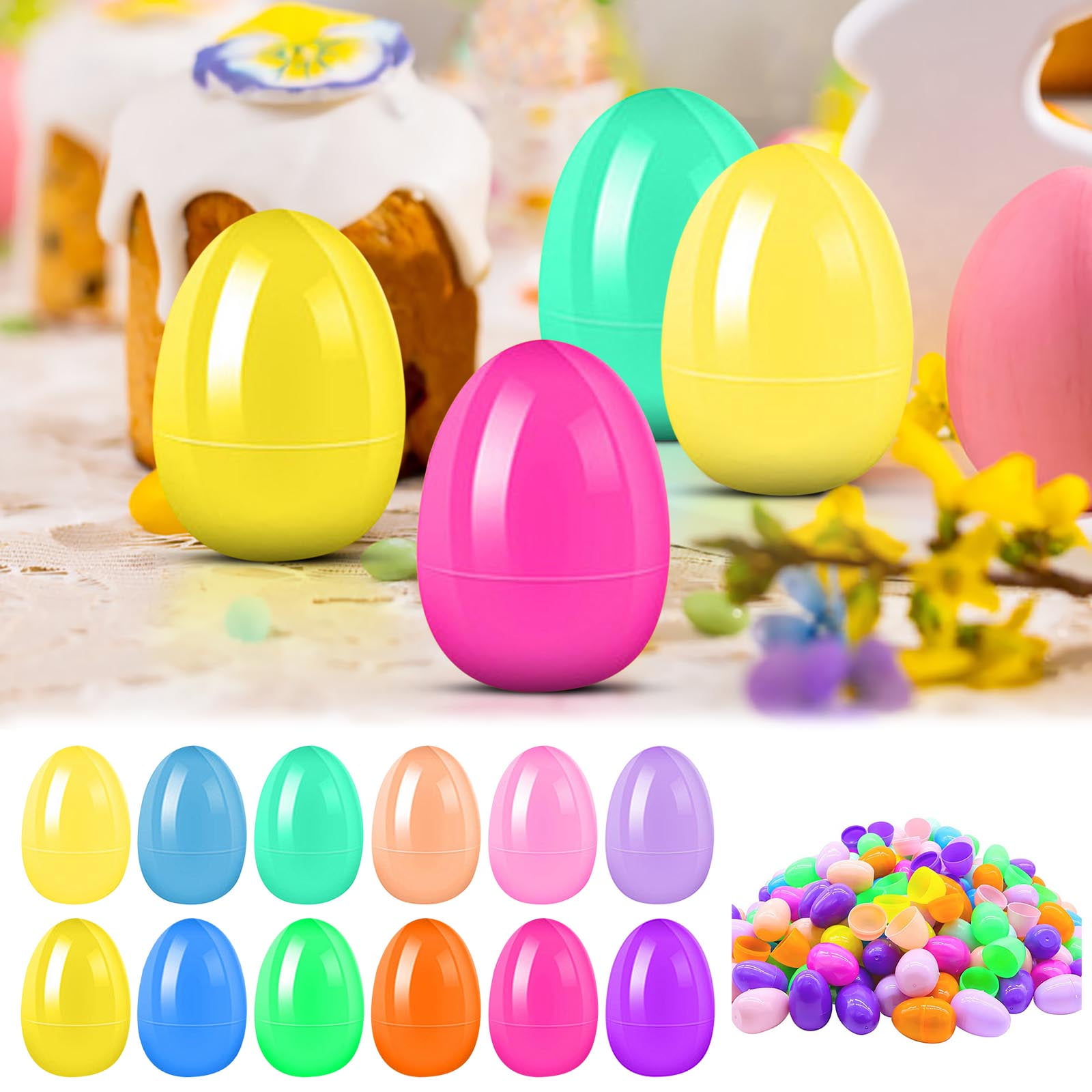 Fillable Easter Eggs 2.3 Inch with Hinge Bulk, Colorful Bright Plastic ...