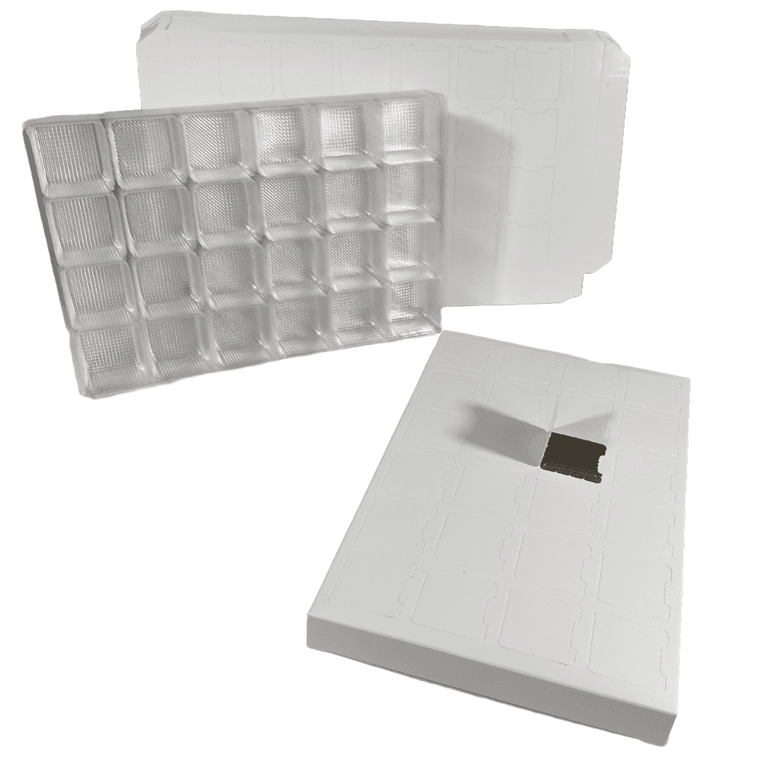 Fillable (Empty) advent calendar boxes with food safe insert trays - Blank White - Fill with ...