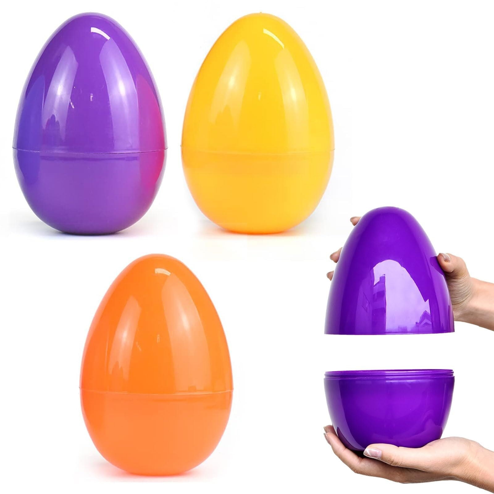 Fillable Giant Easter Eggs- 6" Jumbo Empty Easter Plastic Eggs Assorted ...