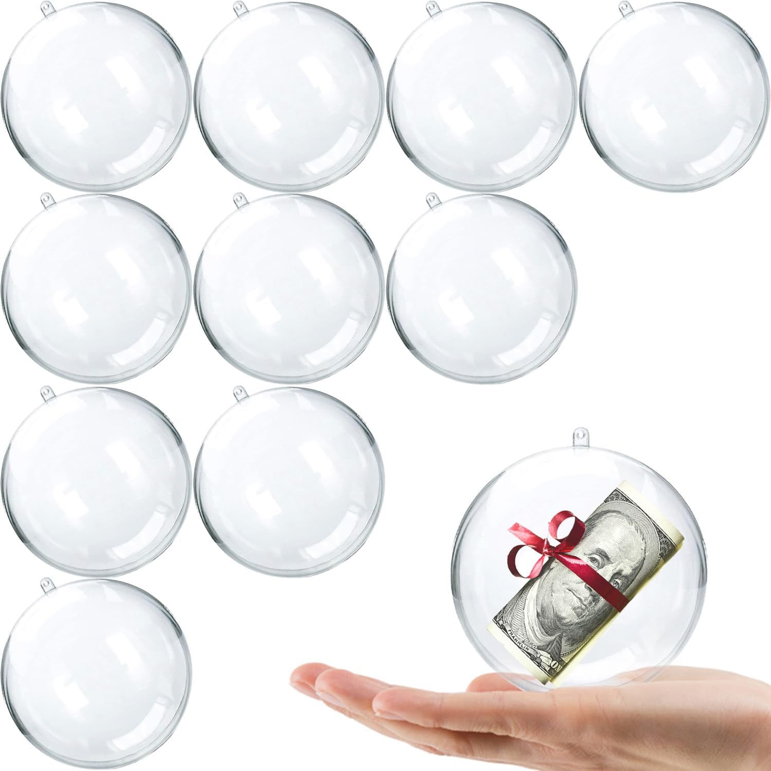 Fillable Ornaments Balls 80mm 10pk Clear Plastic Fillable Ornaments for ...
