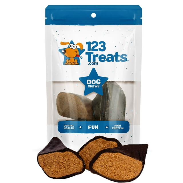 123 Treats Original Cheese & Bacon Filled Cow Hooves for Dogs (3 Count ...