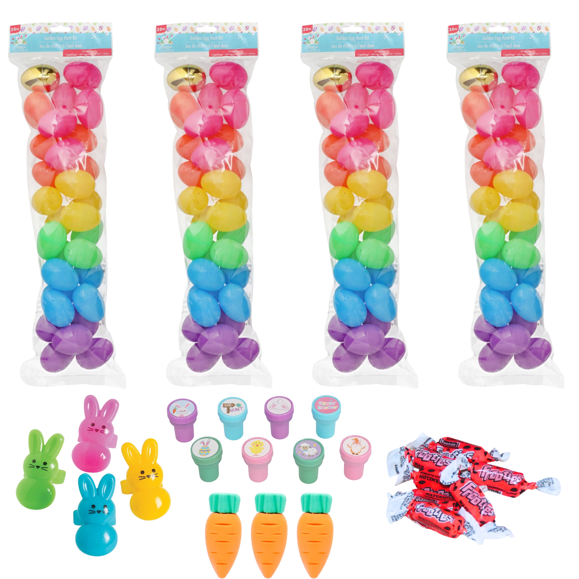 Filled Easter Eggs Gold with Candy Stampers Rings Erasers, Egg Hunt Kit ...