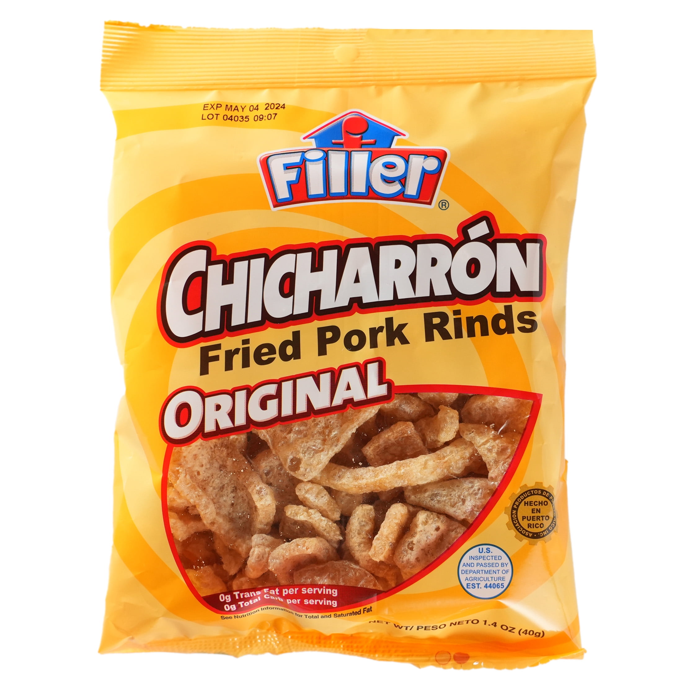 Filler Fried Pork Rinds Original Flavor 1.4 oz. Bag , Puffs, Made in ...