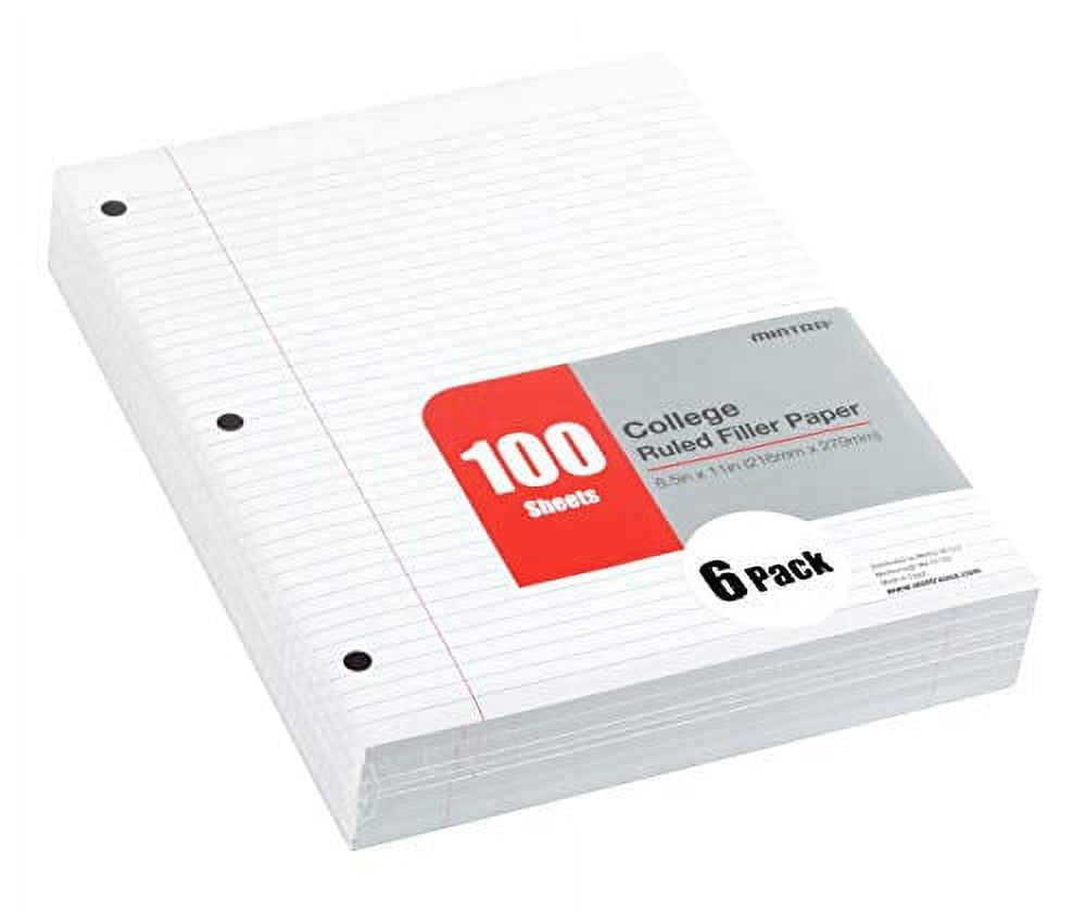 Walmart College Ruled Filler Paper - 600 Sheets - 8.5in x 11in - 3 Hole ...