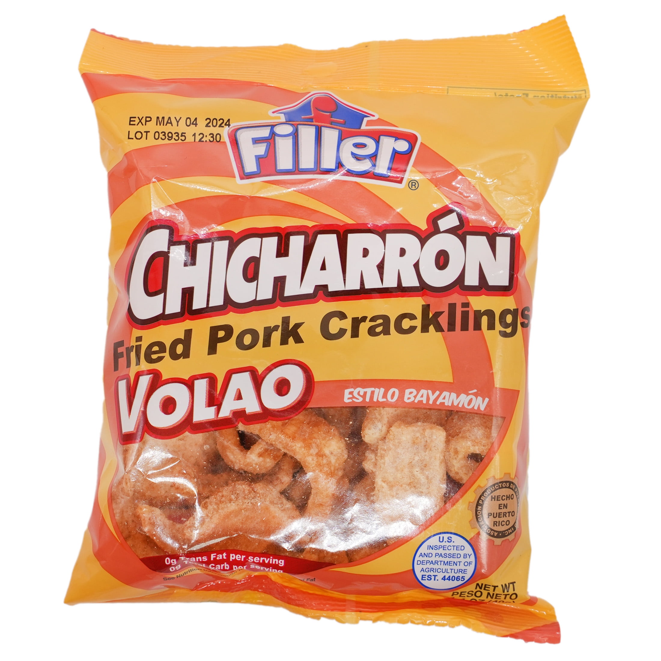 Filler Volao Fried Pork Cracklings 1.4 oz. Bag, Made in Puerto Rico ...
