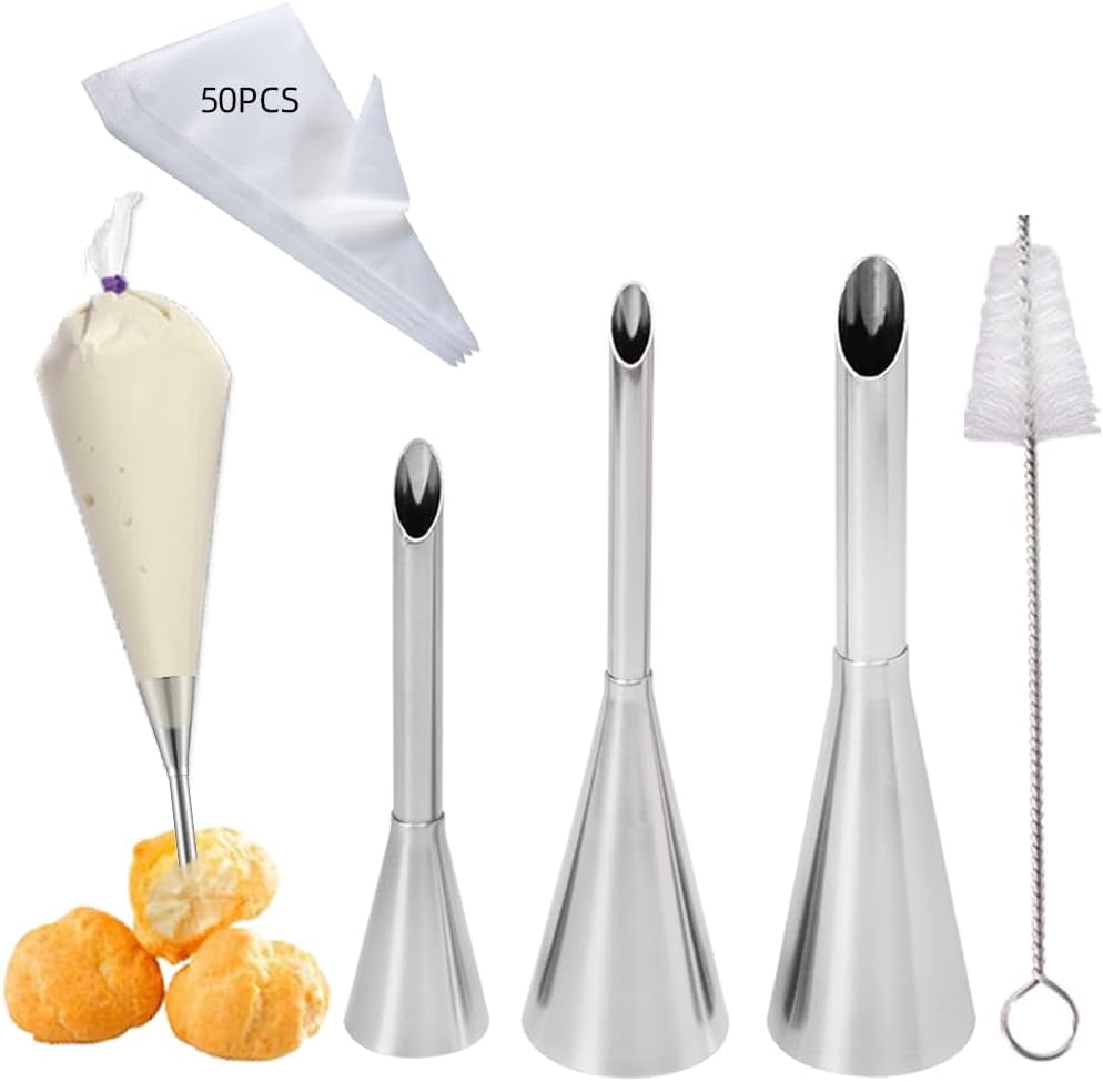 Filling Piping Tips Kit,3PCS Long Piping Nozzle Tips with 50 PACK ...