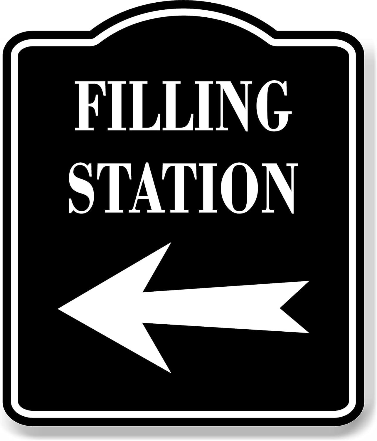Filling Station Left Arrow BLACK Aluminum Composite Sign, 15"x18 ...