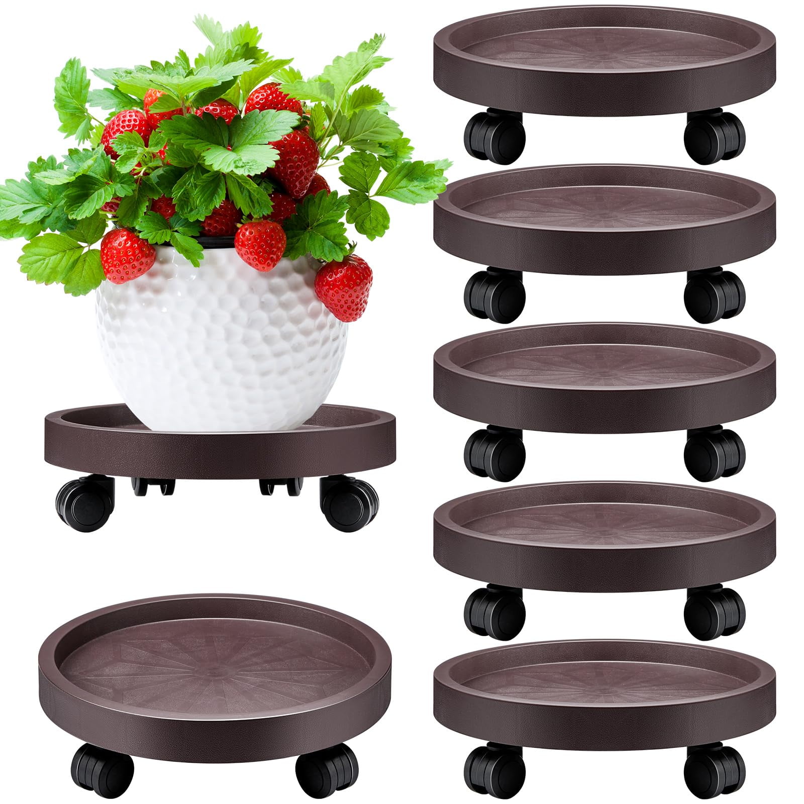 Filltouch 6 Pcs Plant Pallet Caddy with Wheels 11 Inch, Round Pallet ...