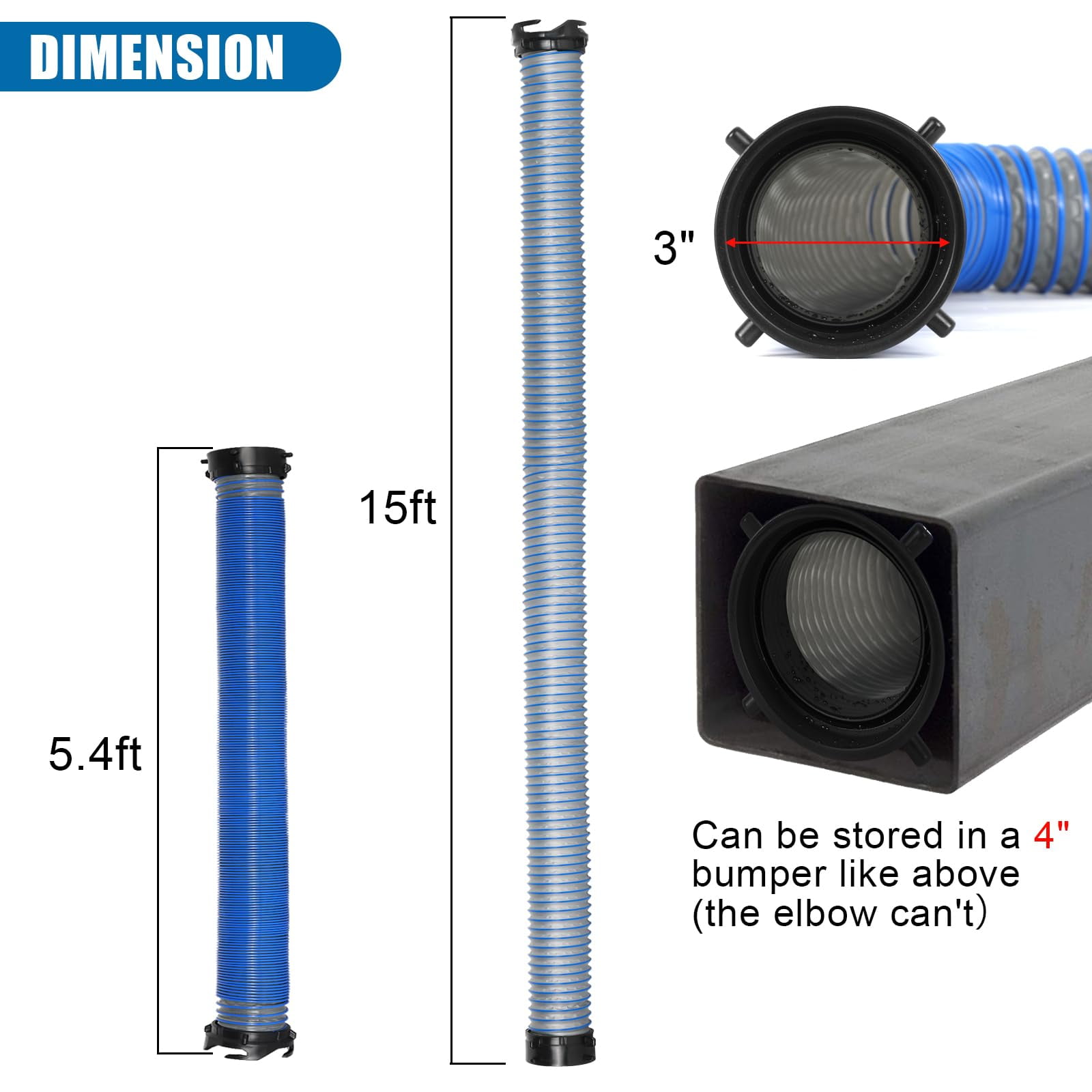 Filluck 15FT RV Sewer Hose, Heavy Duty TPE Material for Abrasion ...