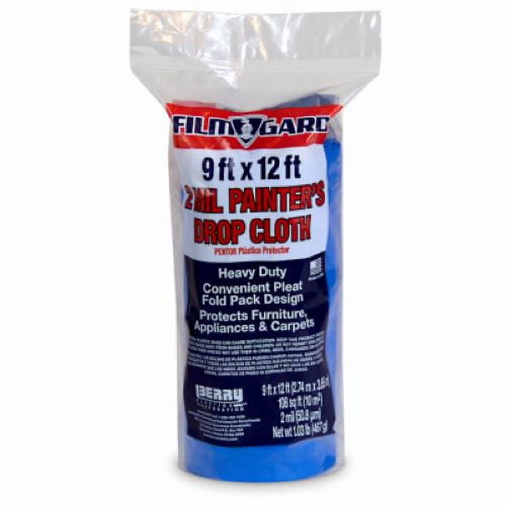 Film Gard 876122 9' x 12' Heavy Duty Blue 2 Mil Plastic Sheet Drop ...