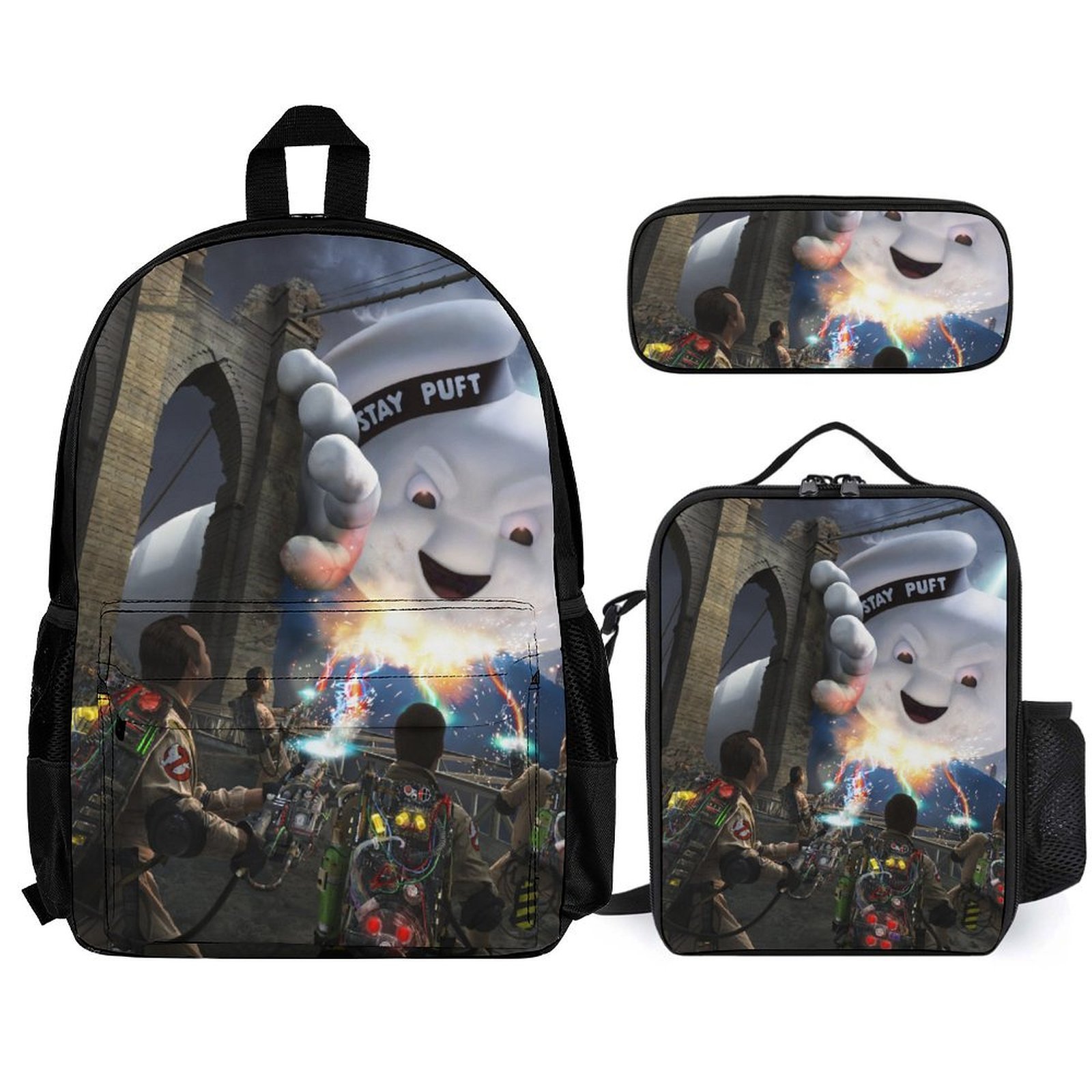 Film Ghostbusters Stay Puft Backpack With Lunch Bag Pencil Case Pen Bag ...