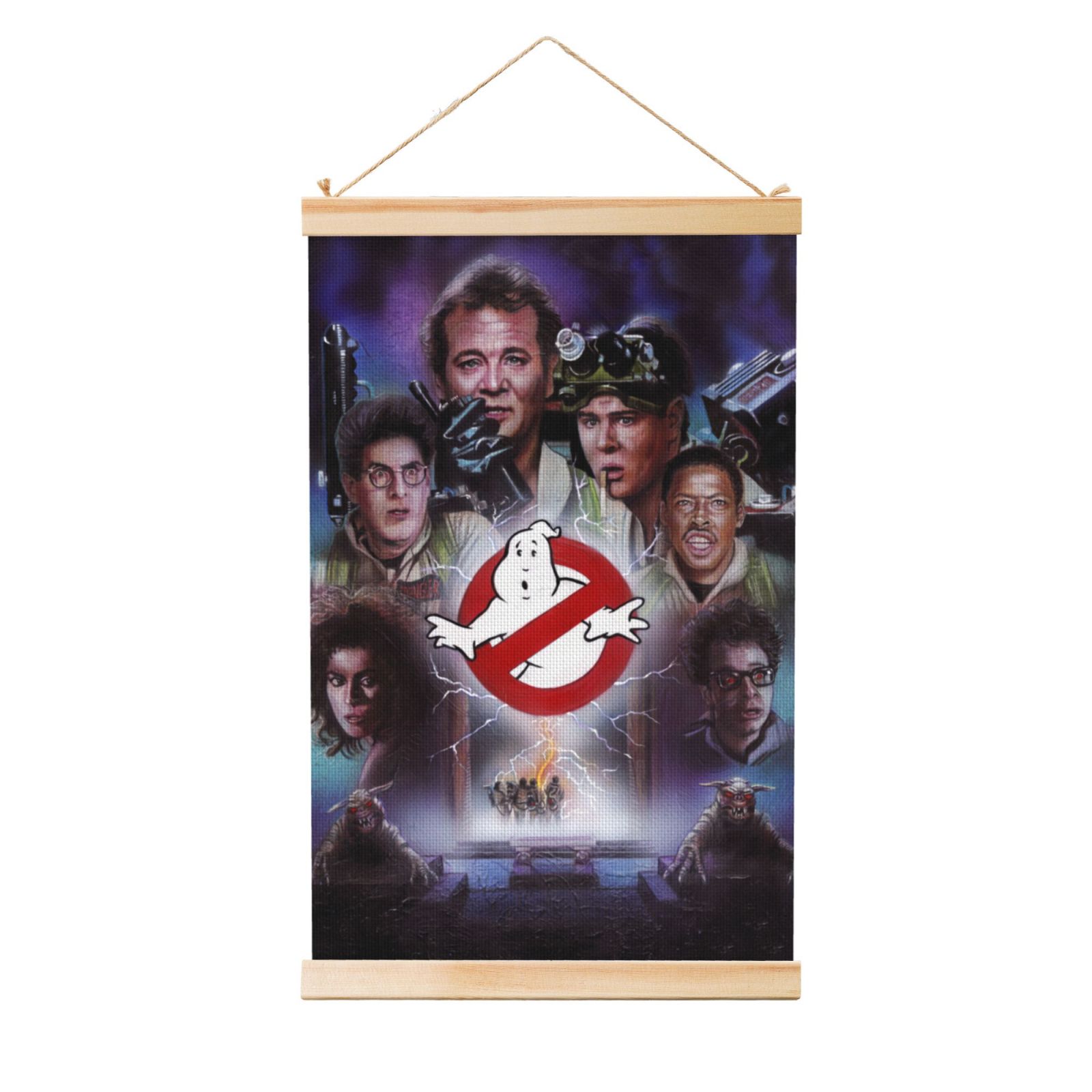 Film Ghostbusters Wooden Shaft Hanging Poster Canvas Wall Hanging ...
