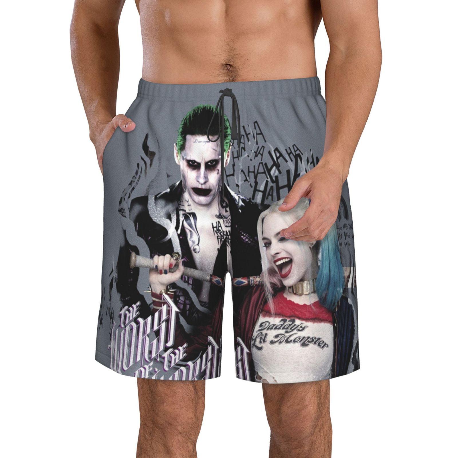 Film Harley Quinn Joker Men's Beach Shorts Swim Trunks Casual Quick Dry ...