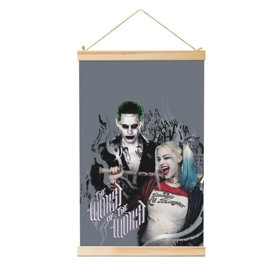 Film Harley Quinn Joker Wooden Shaft Hanging Poster Canvas Wall Hanging ...