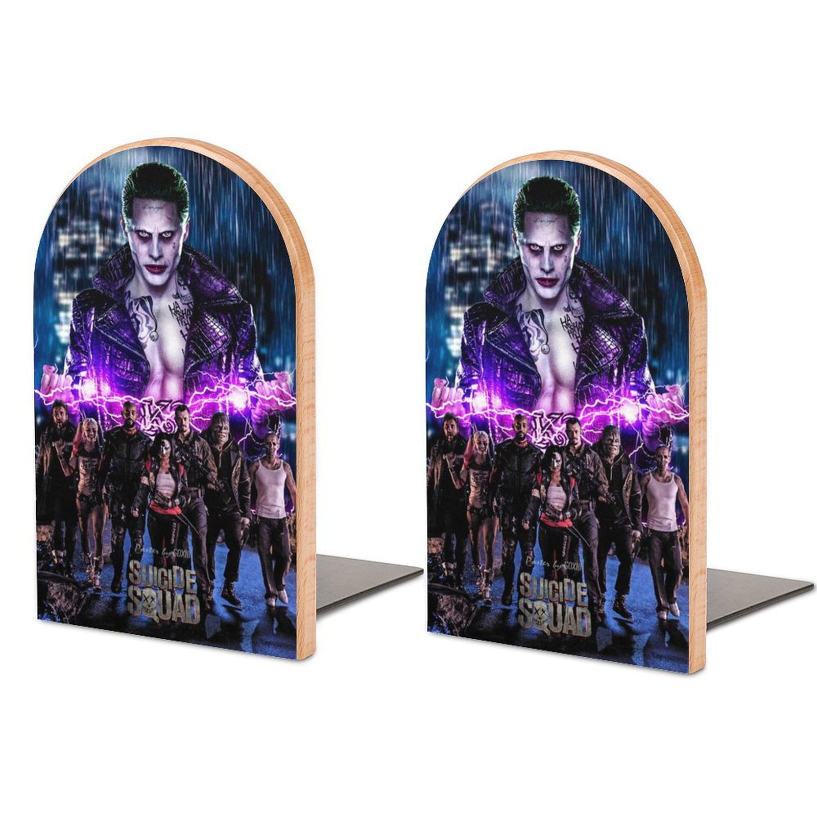 Film Joker Harley Quinn Bookends Wood Book Divider Decor Shelves Non ...