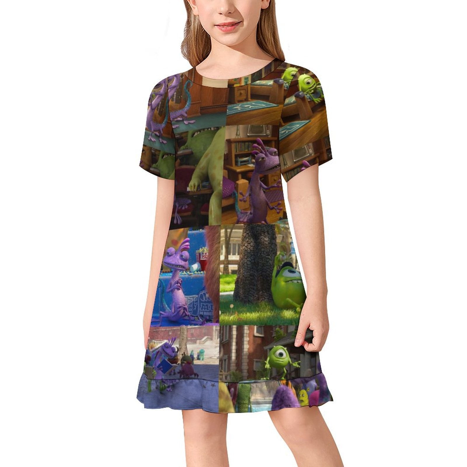 Film Monsters University Children's Short Sleeved Dress 3D Printed ...