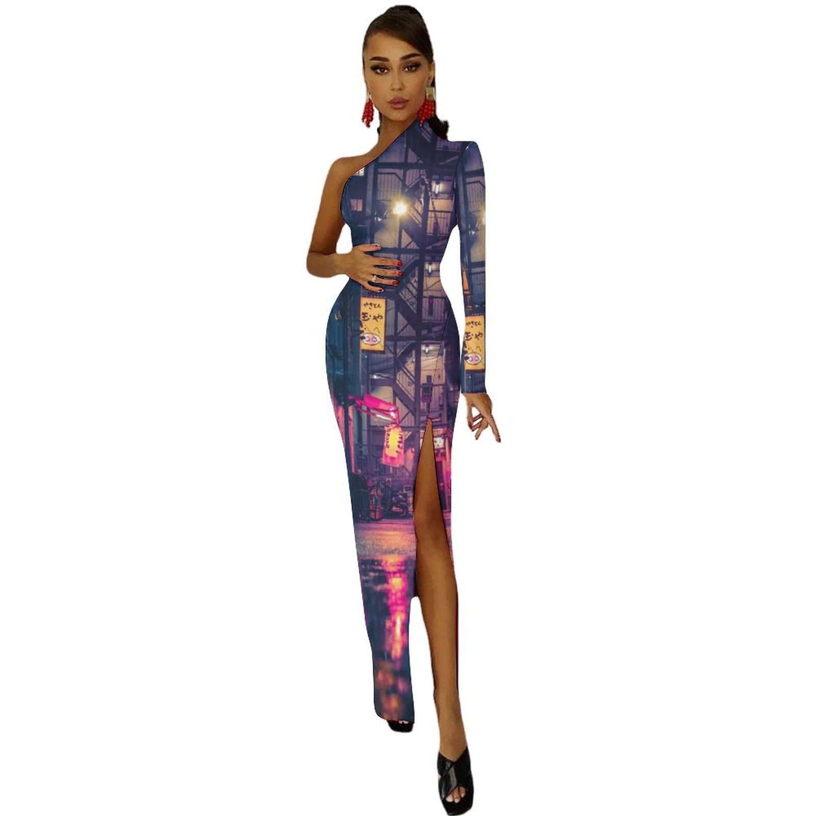 Film Noir Tokyo Half Dleeve Split Dress summer women"s suit birthday ...