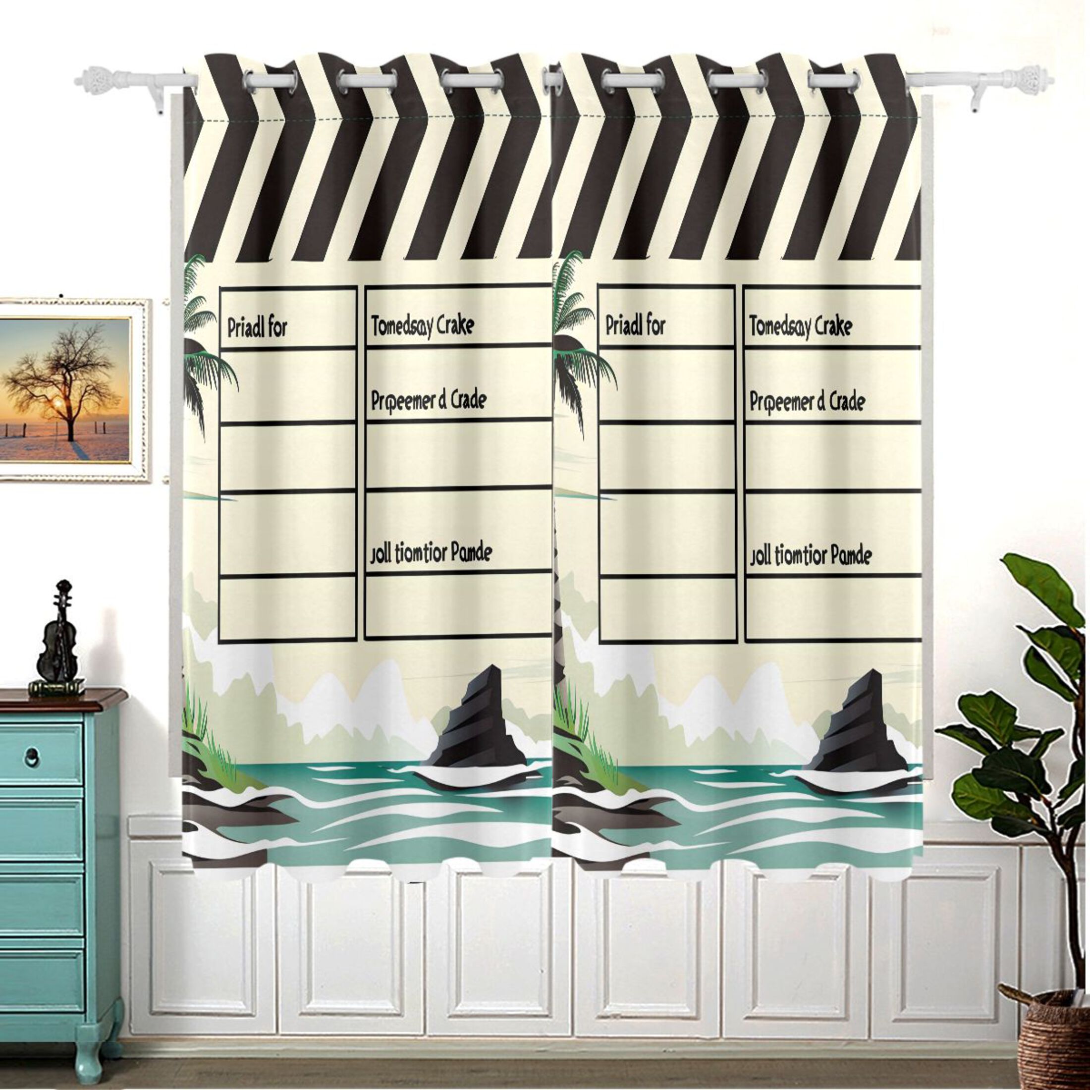Film Storyboard with Coconut Palm Blackout Curtains for Bedroom 63x55 ...
