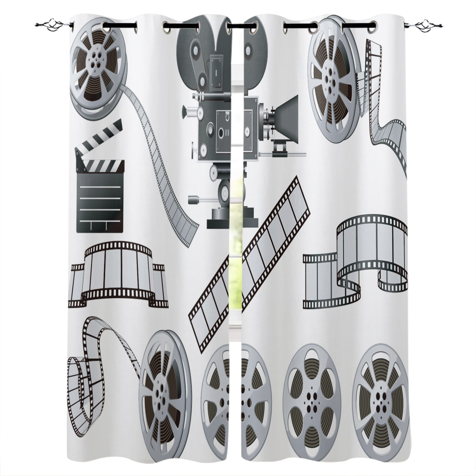 Film Tape Projector Window Curtain Bedroom Kitchen Decor Curtain Panel ...