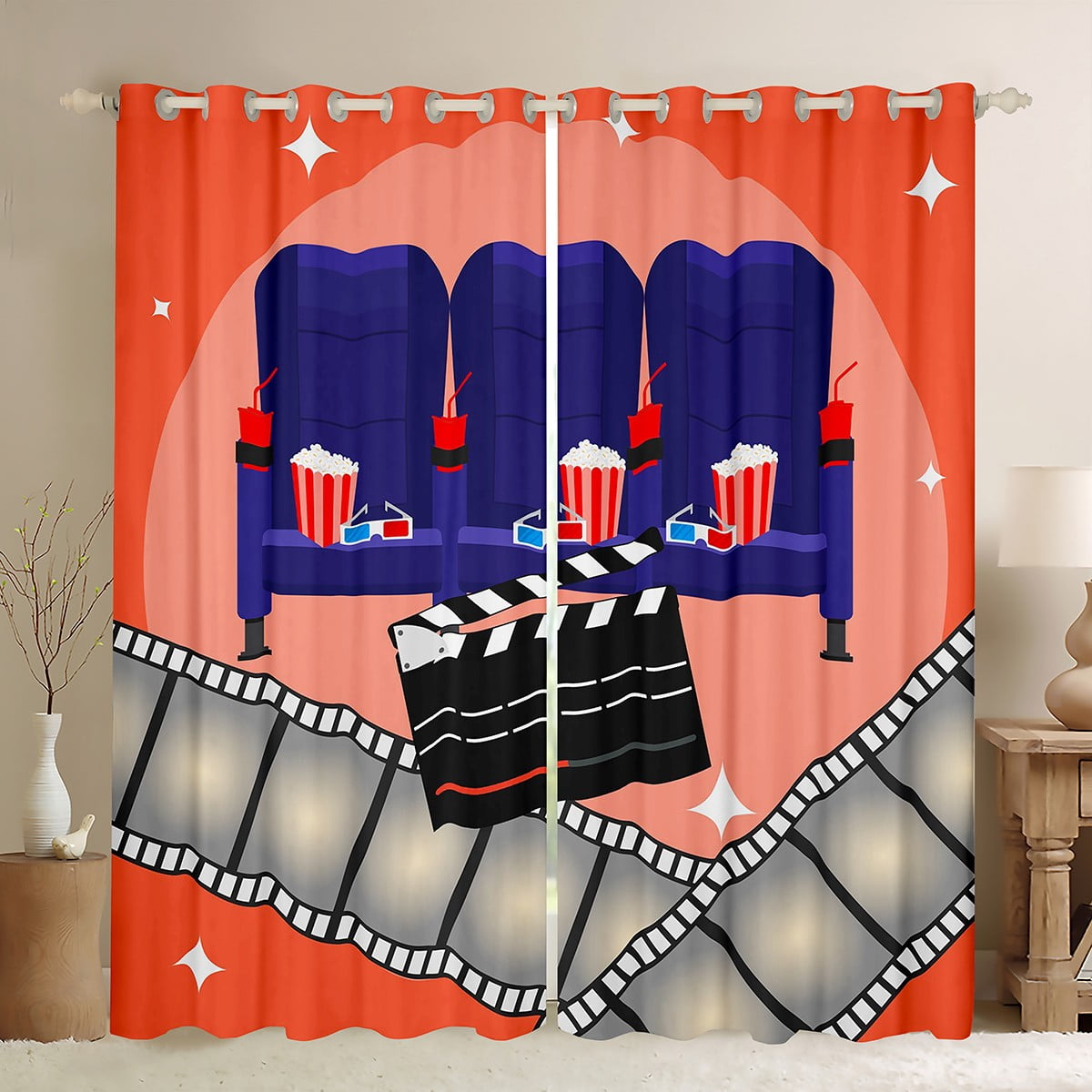 Film Theme Blackout Curtains Home Theater Decor Curtains for Family ...
