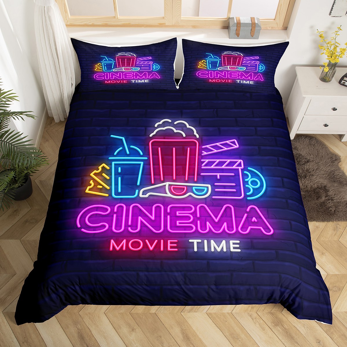 Film Theme Decor Duvet Cover Full for Boys Girls Family Home Theater ...
