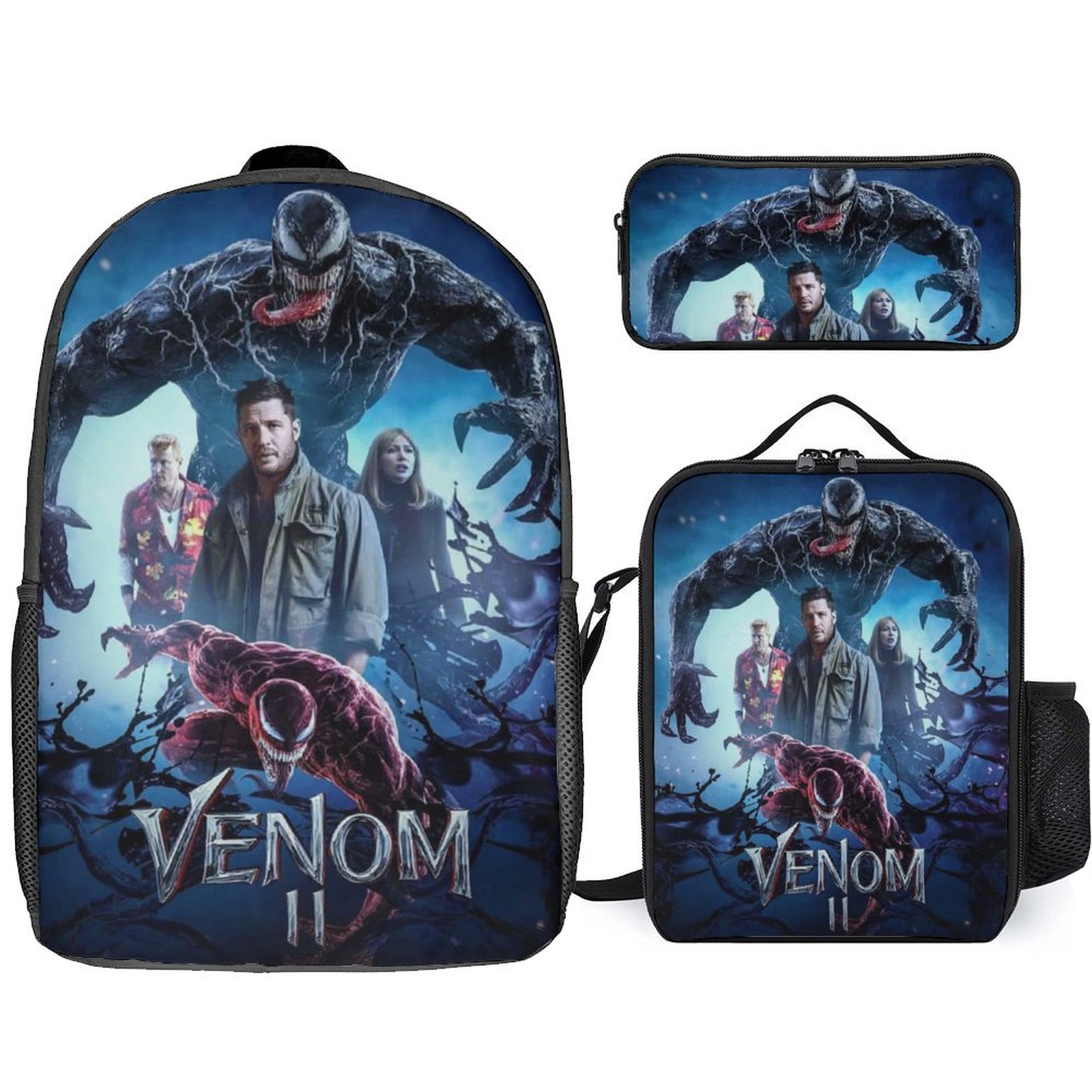 Film Venom Poster Schoolbag With Lunch Bag Pencil Case Set Unisex ...