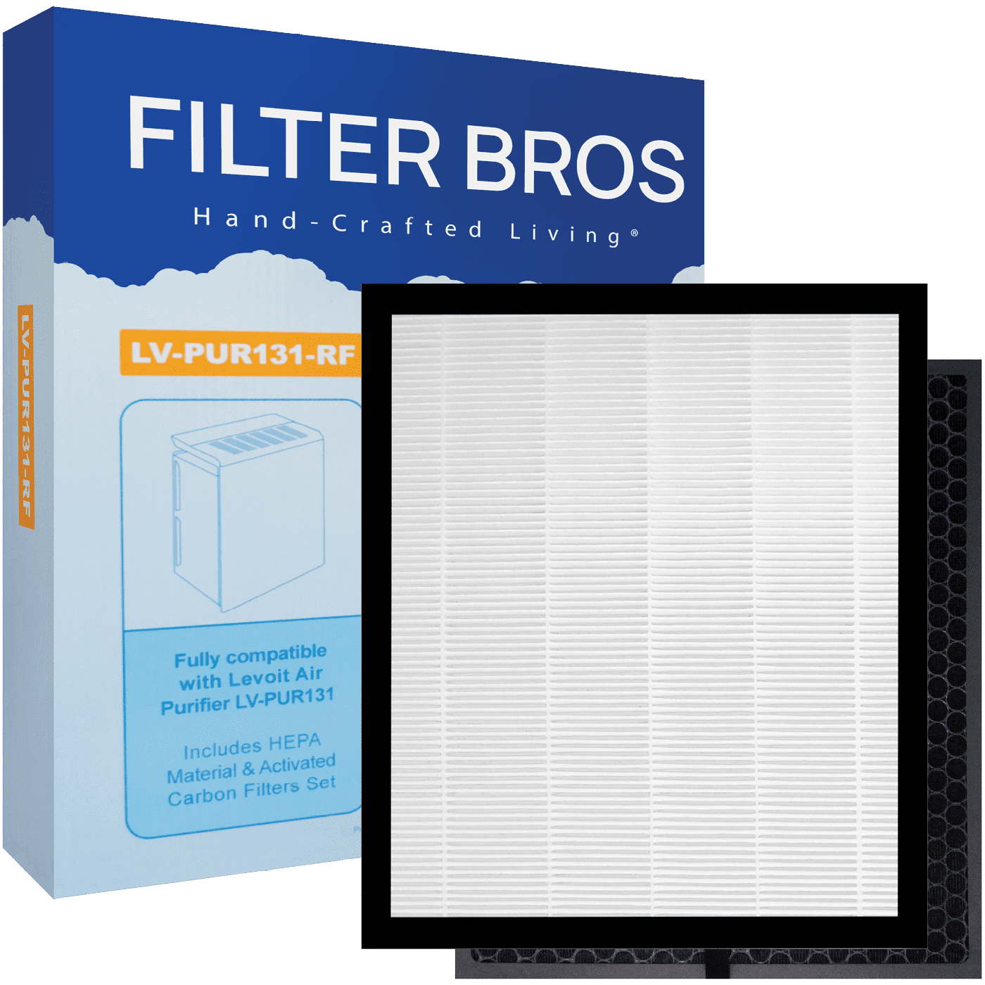 Filter Bros LV PUR131 RF compatible with LEVOIT True HEPA Replacement Filter set Air Purifier with Thick Activated Carbon Pre Filter for LV PUR131