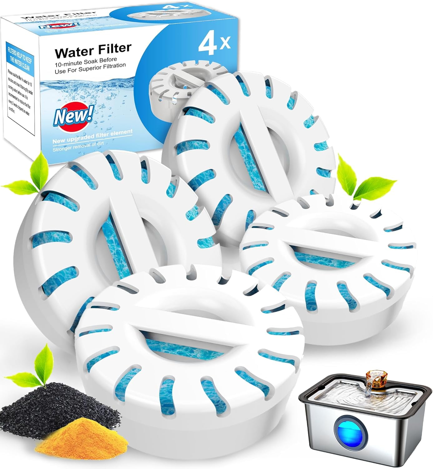 Filter Element Pack for FurryPlanet Large Dog Water Fountain Stainless ...