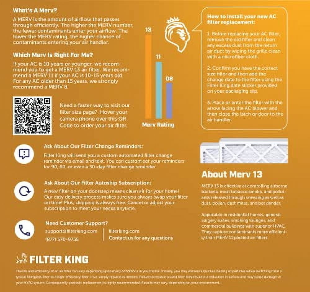 Filter King 12x15x1 Air Filter | 12-PACK | MERV 13 HVAC Pleated A/C ...