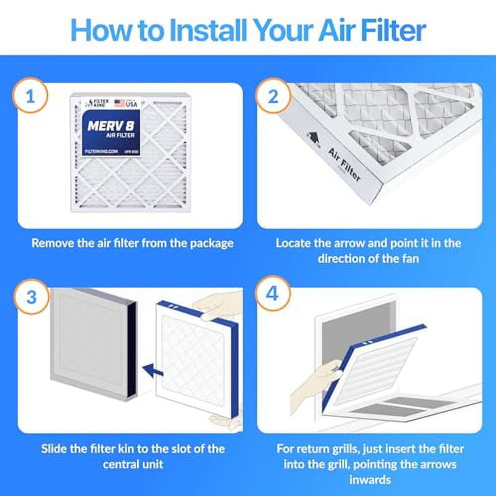 Filter King 8x24x1 Air Filter | 4-PACK | MERV 8 HVAC Pleated AC Furnace ...