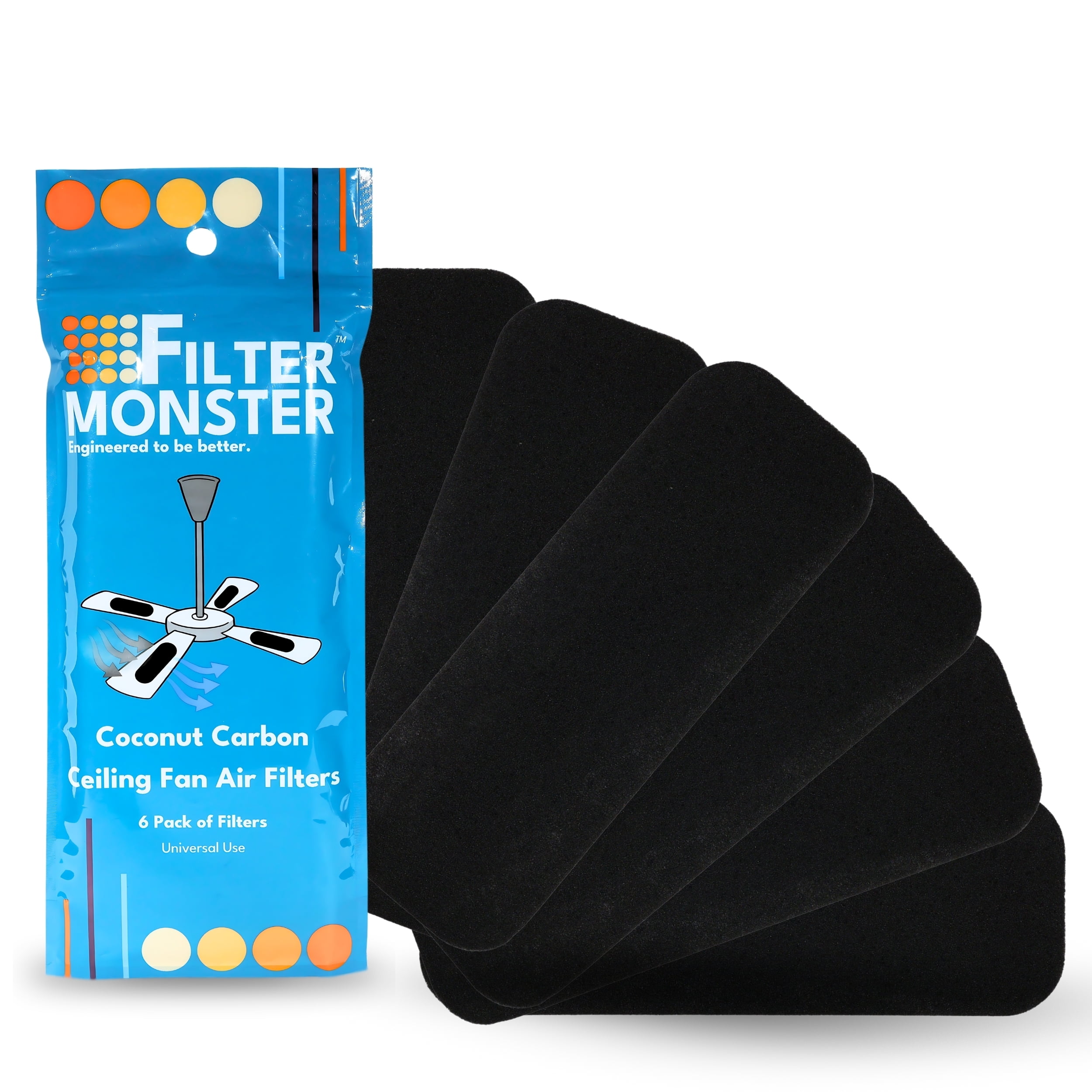 Filter Monster Coconut Carbon Ceiling Fan Filters - Easy-Stick ...