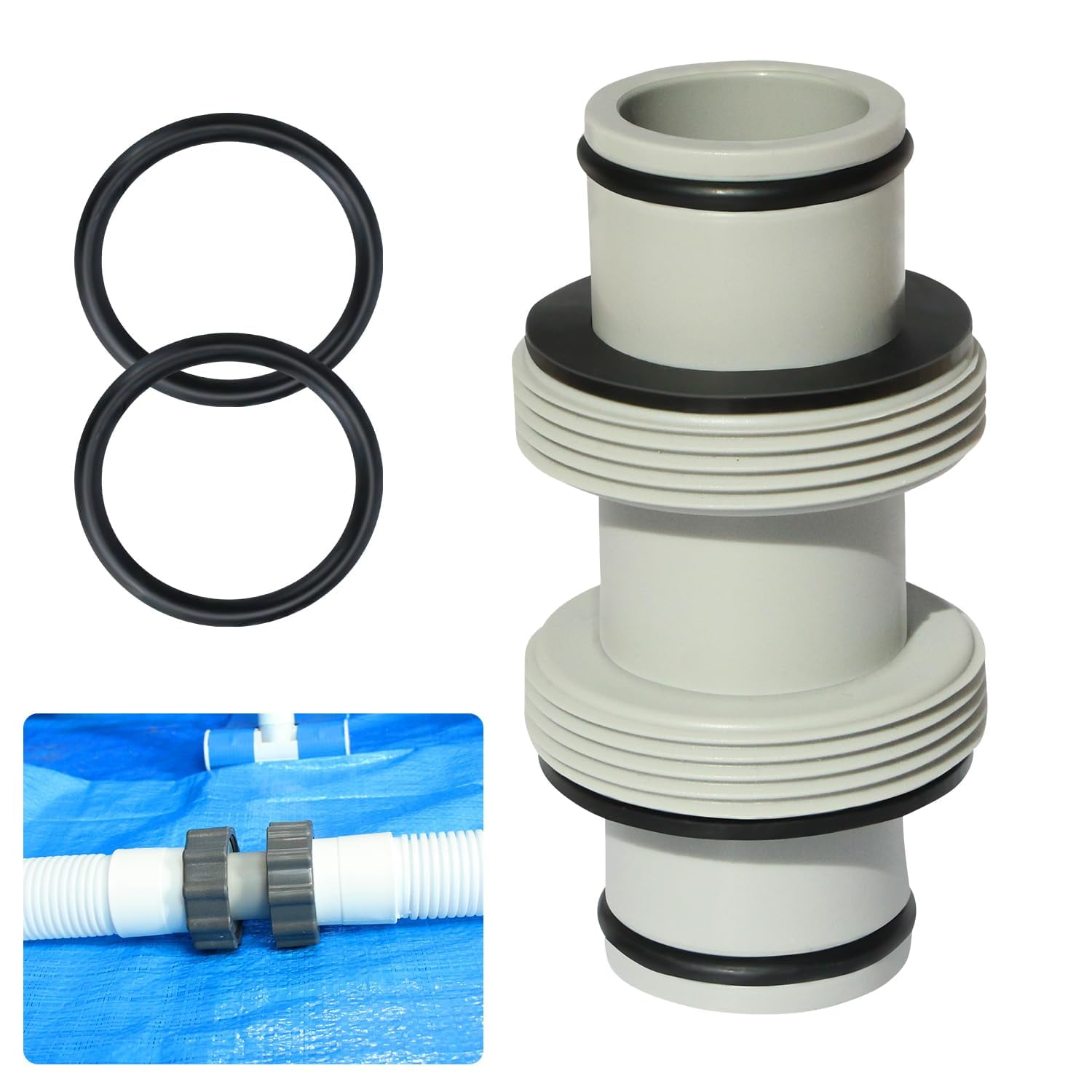 Filter Pump Hose Adapter,1.5 inches Pool Hose Extender with Double ...