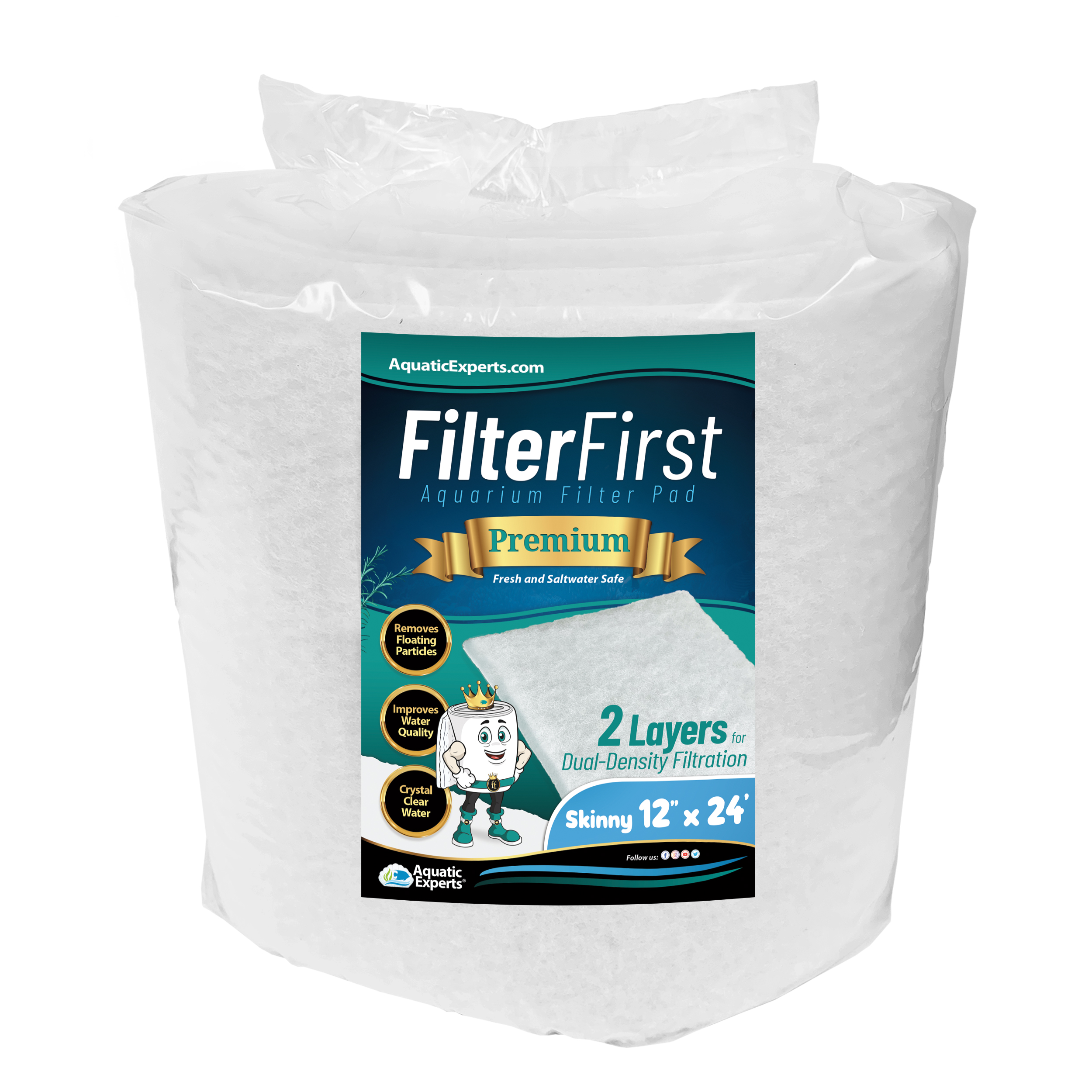 FilterFirst Aquarium Filter Pad Media Roll Crystal Clear Water, 12" x ...
