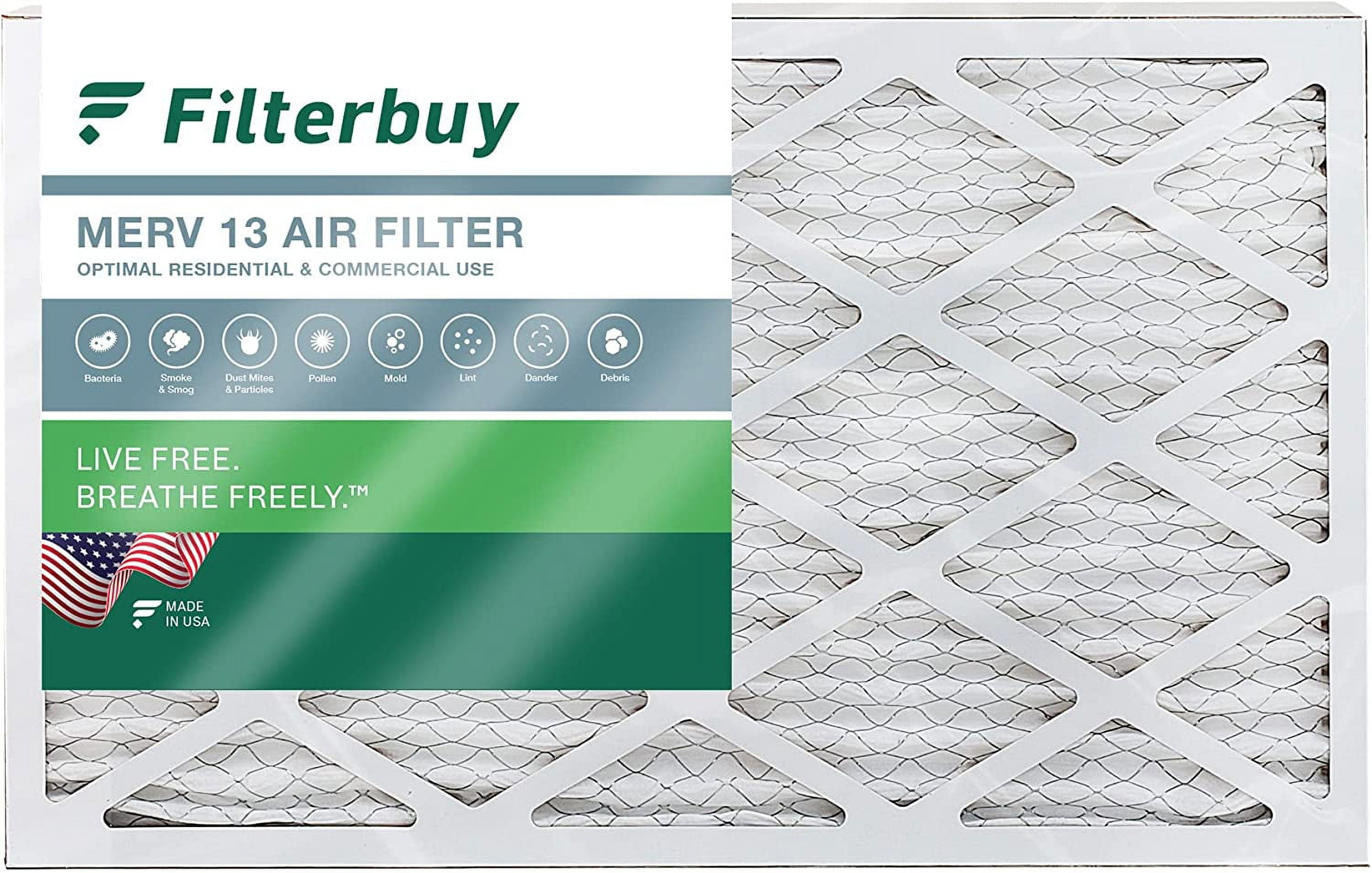 Filterbuy 12x20x1 MERV 13 Pleated HVAC AC Furnace Air Filters (1-Pack ...