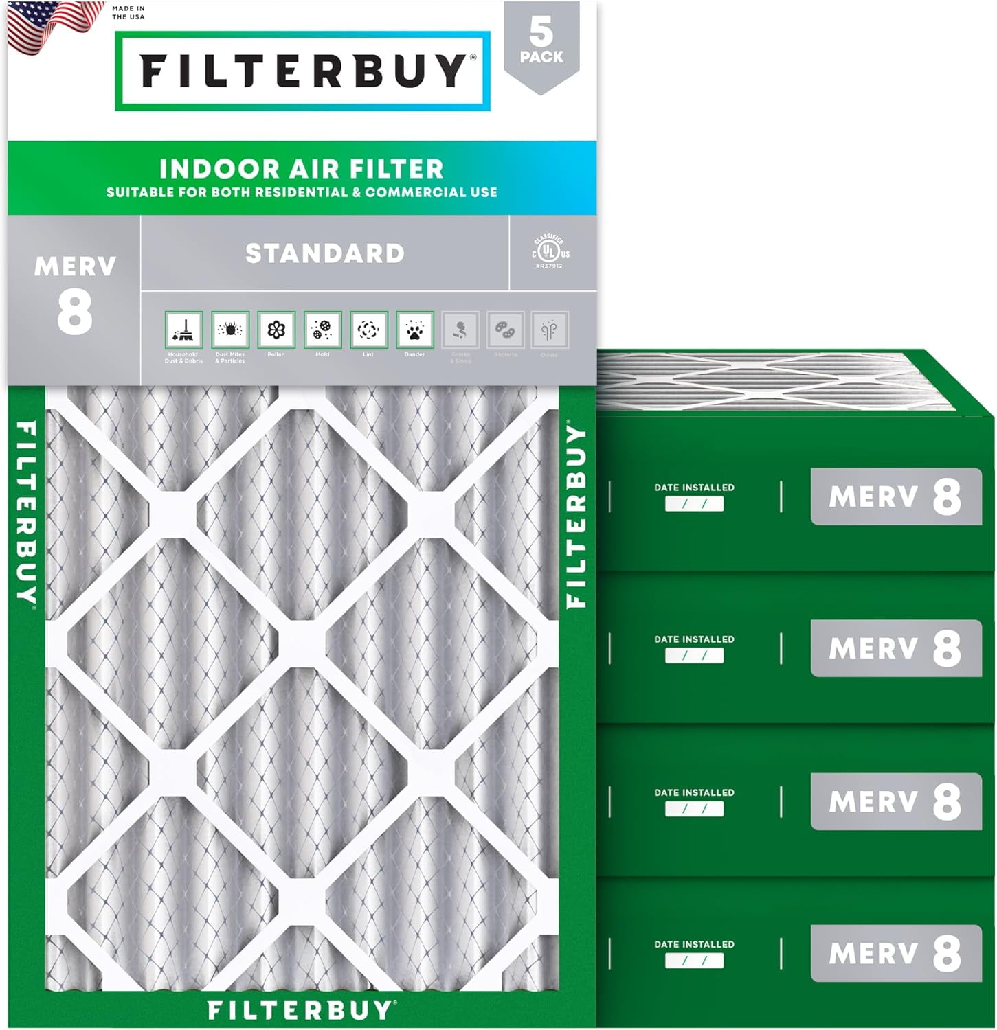 Filterbuy 13x24x4 Air Filter MERV 8 Dust Defense, Pleated HVAC AC ...