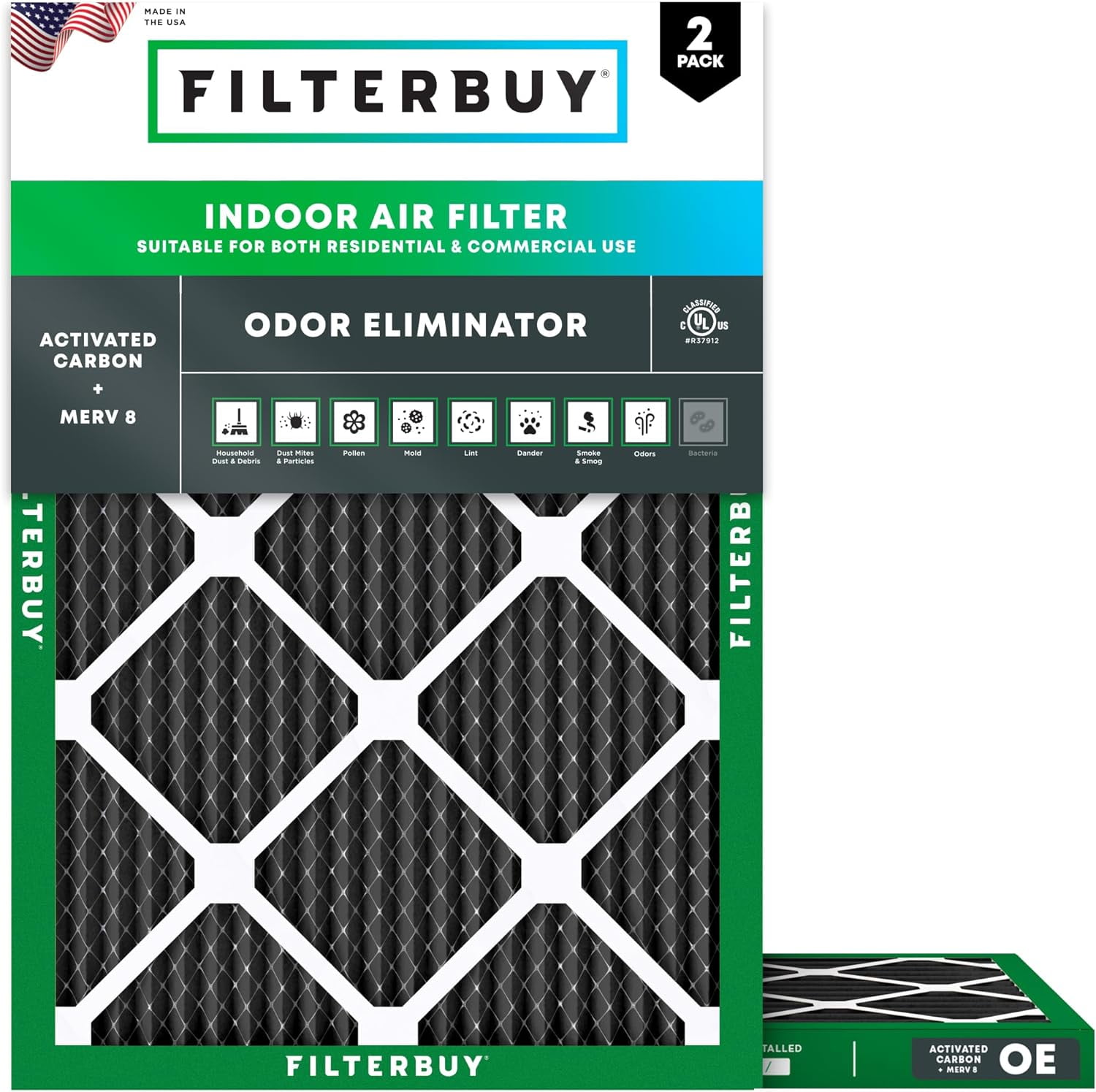 Free Shipping! Filterbuy 14x20x1 MERV 8 Odor Eliminator Pleated HVAC AC ...