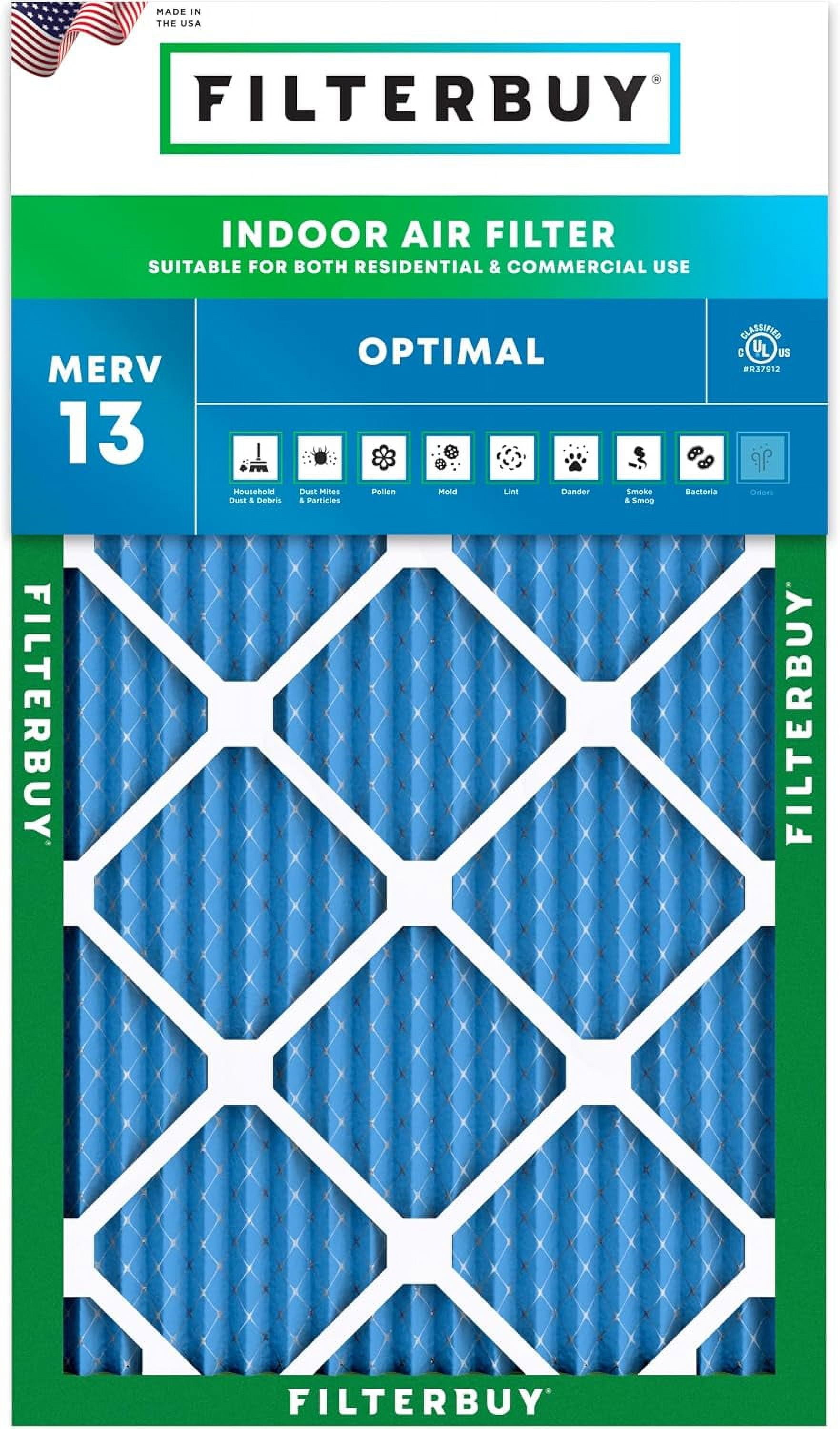 Filterbuy 14x24x1 Air Filter MERV 13 Smoke Defense, Pleated HVAC AC ...