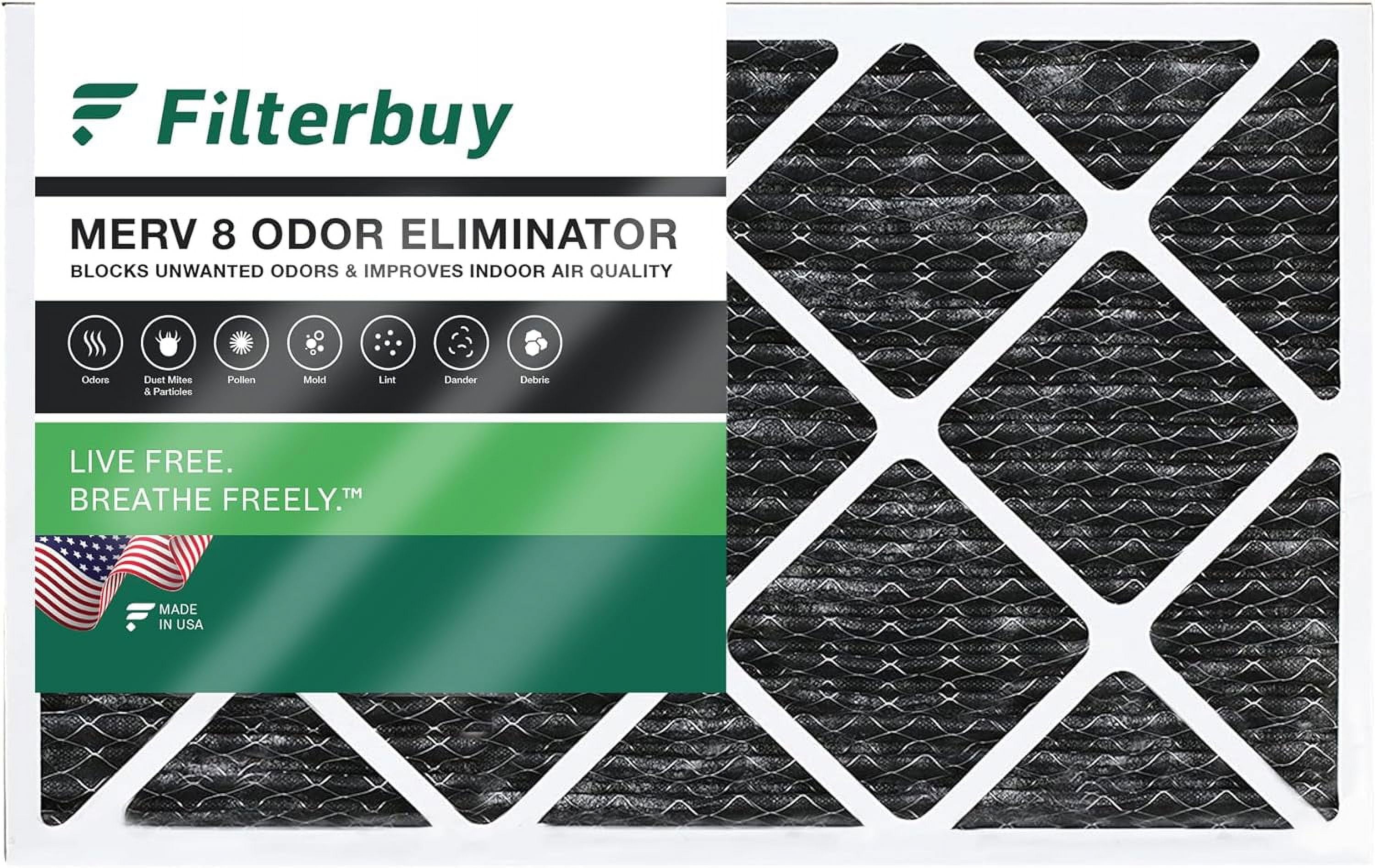 Filterbuy 14x30x1 MERV 8 Odor Eliminator Pleated HVAC AC Furnace Air ...