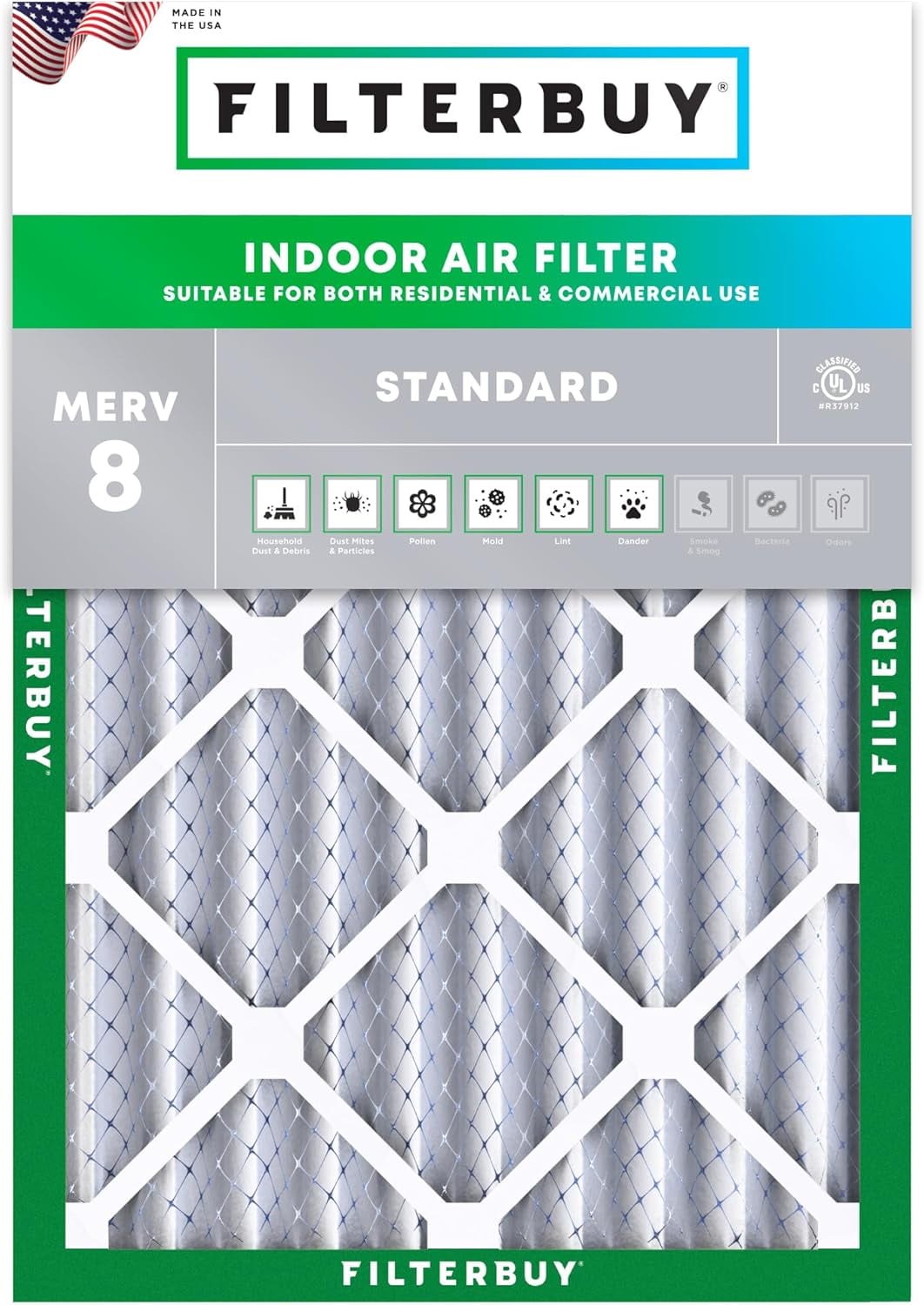 Filterbuy 16.38x21.38x4 MERV 8 Dust Defense, Pleated HVAC AC Furnace ...