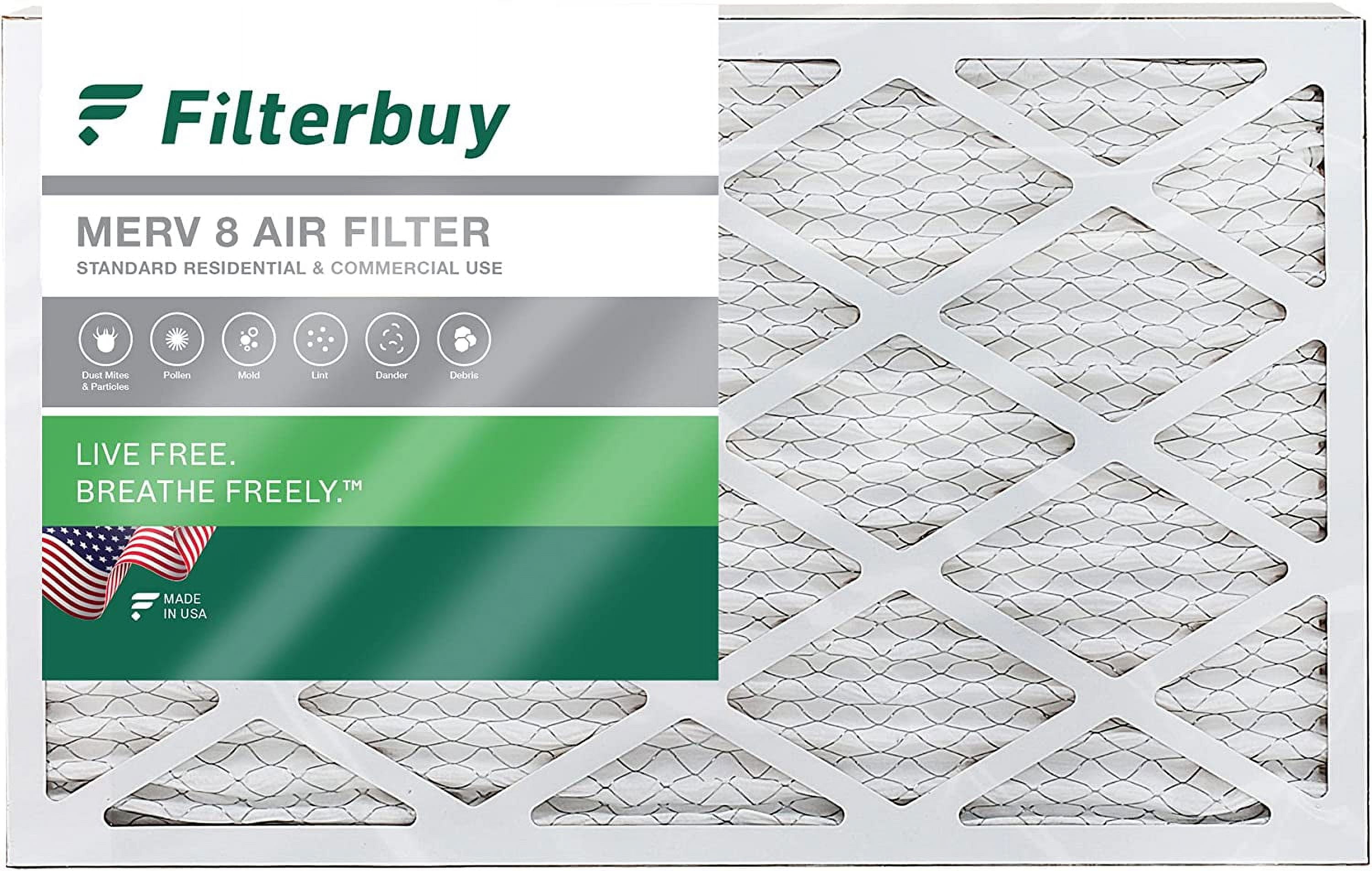 Filterbuy 16x25x1 MERV 8 Pleated HVAC AC Furnace Air Filters (1-Pack ...